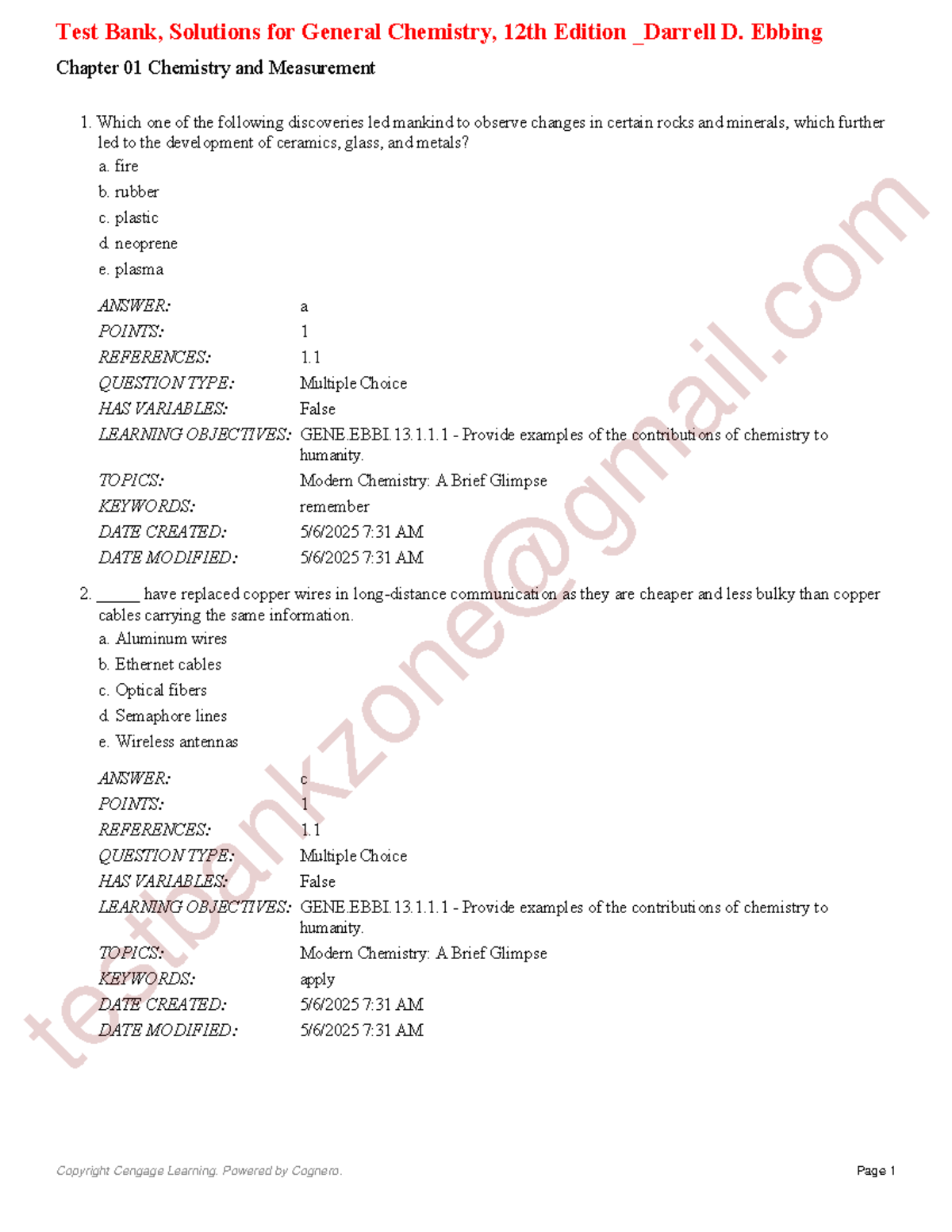 Test Bank: Solutions for General Chemistry (12th Ed) - Chapter 01 - Studocu