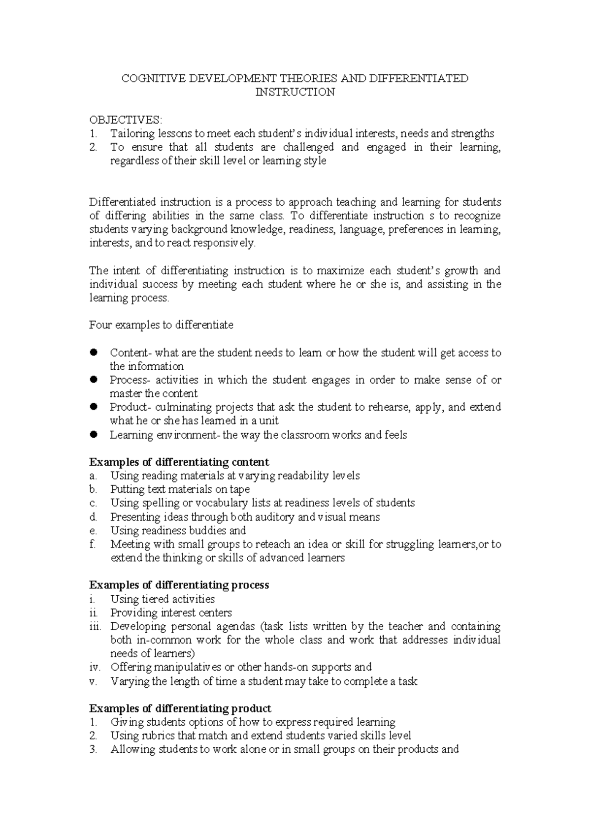 Cognitive Development Theories AND Differentiated Instruction ...