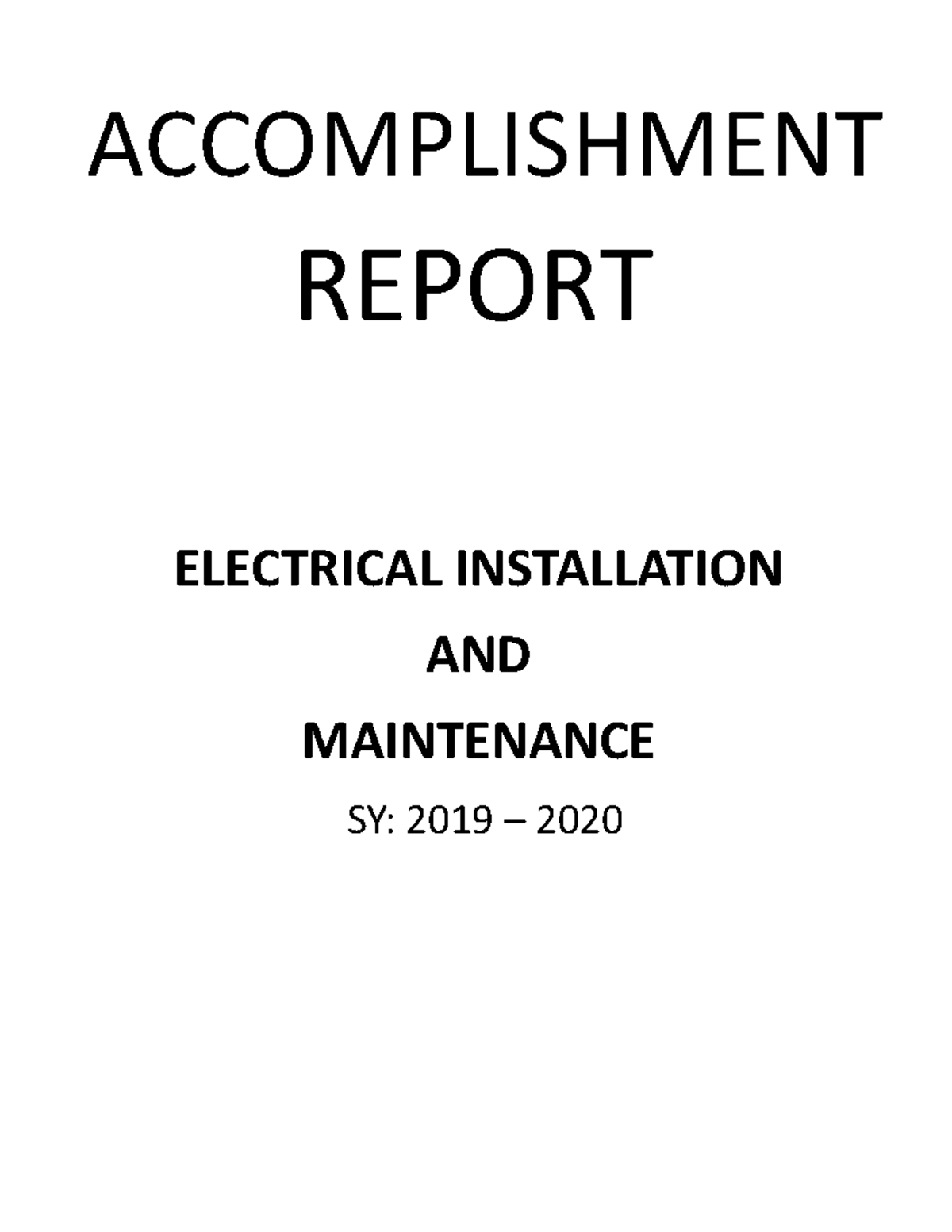 EIM Accomplishment Report SY: 2019-2020 at DCPNHS - Studocu