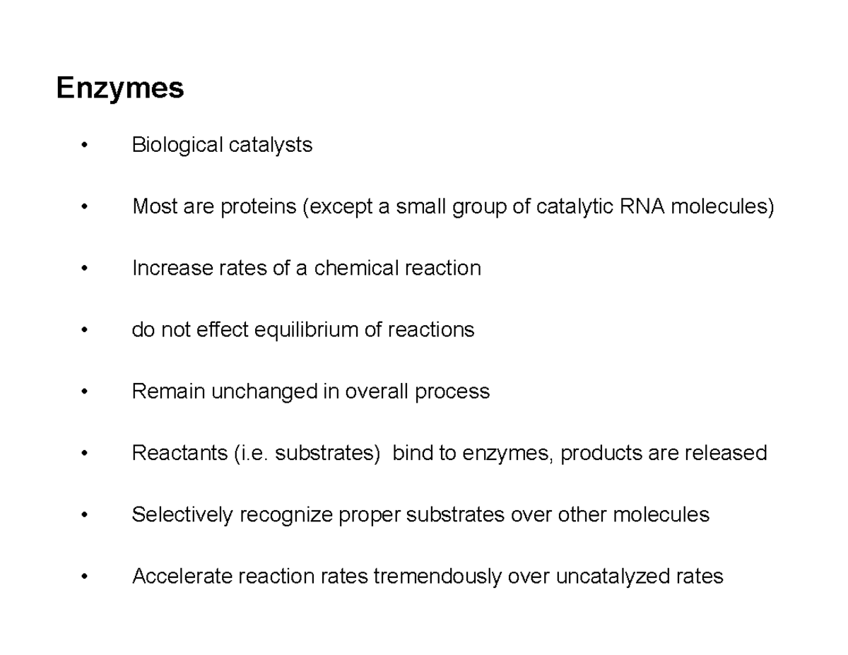 Enzyme Kinetics and Catalysis: Lecture Notes for BIO 101 - Studocu