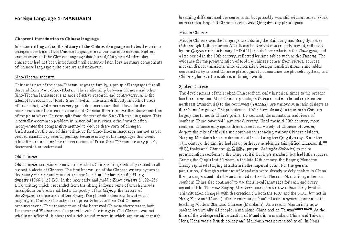 Mandarin Foreign Language 1: Lesson on Language Origins & Structure ...