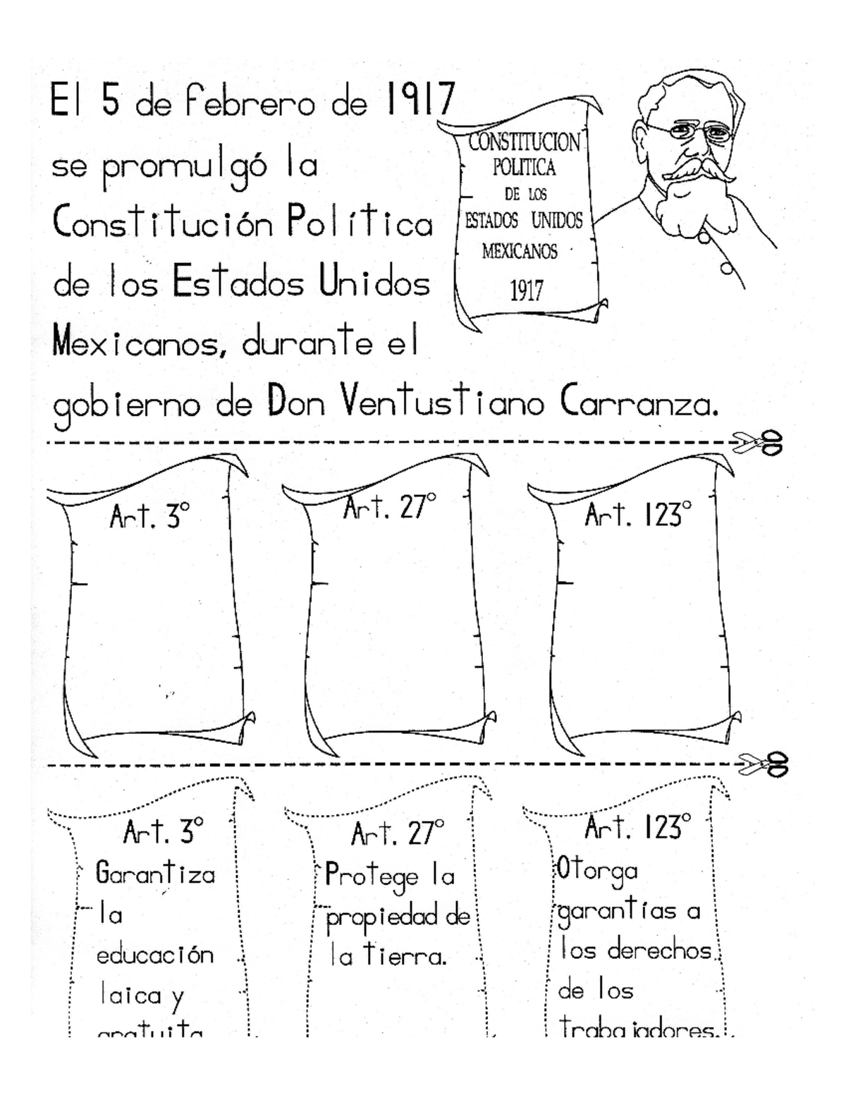 Actividades y Fichas Sobre la Constitución Mexicana de 1917 - Studocu
