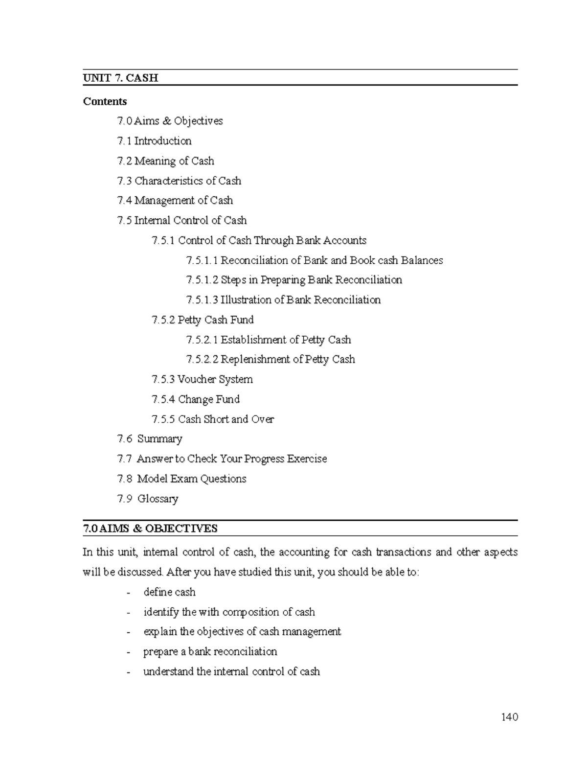 Principle of Accounting 1 - Chapter 7 - UNIT 7. CASHUNIT 7. CASH ...