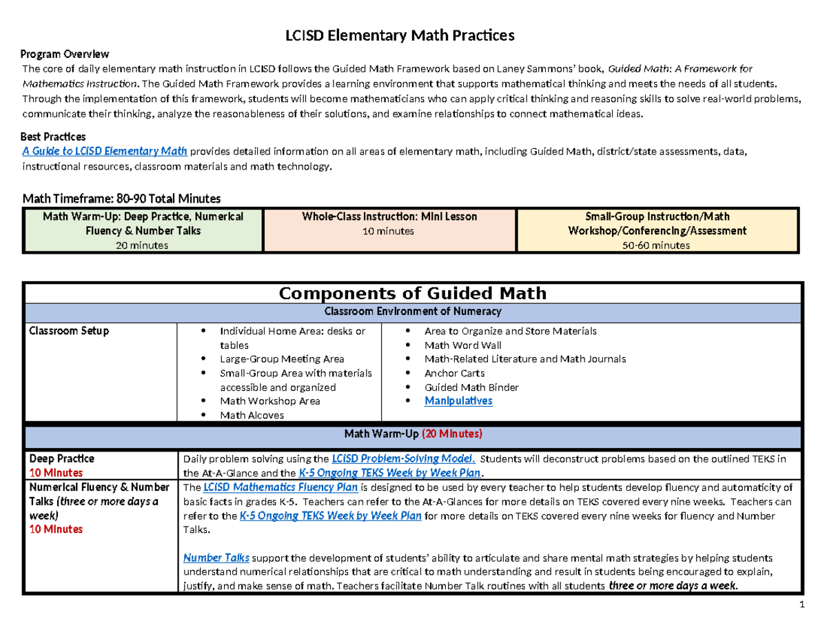 LCISD 3rd Grade Math Curriculum: Place Value & Problem Solving Units 1 ...