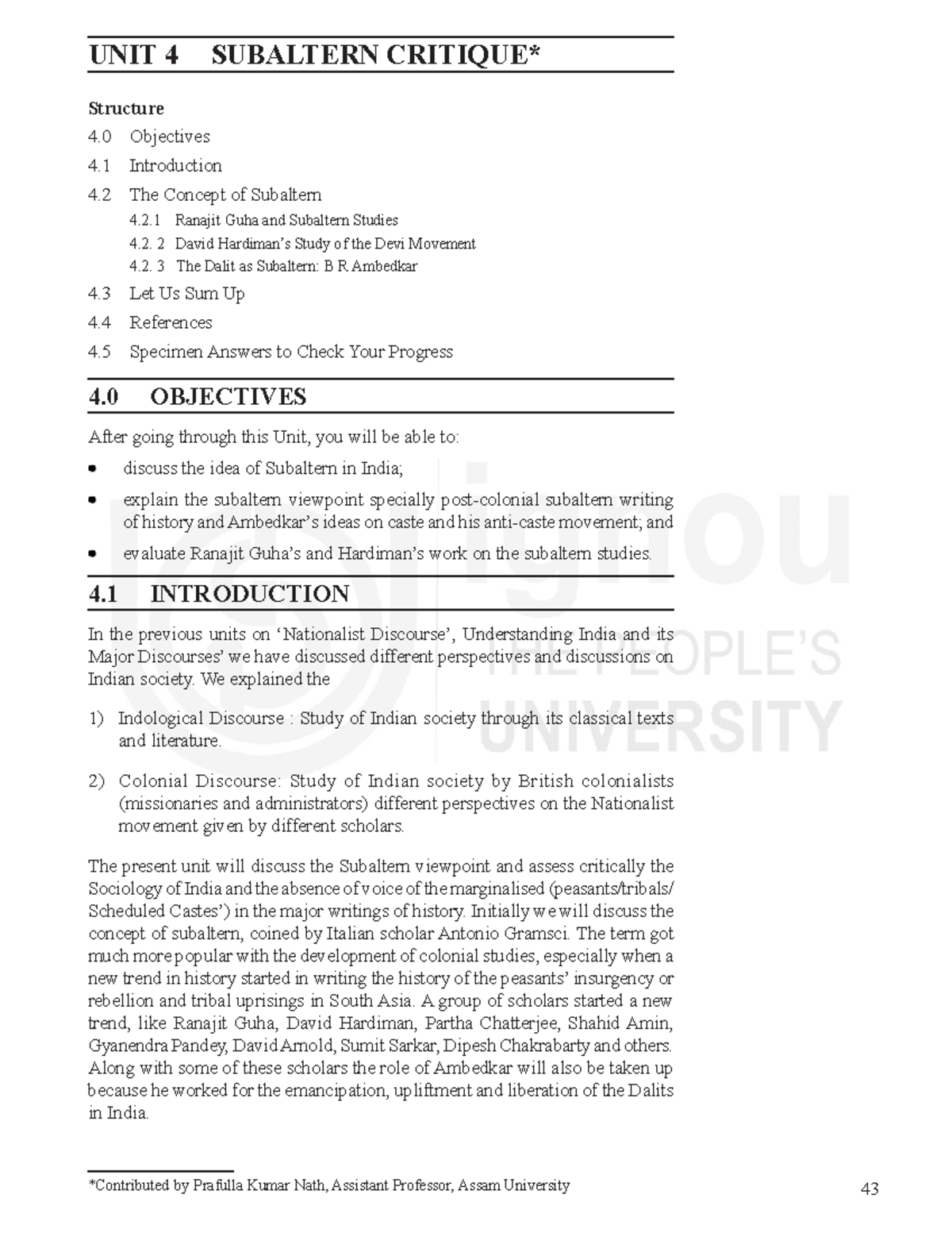 Unit 4: Subaltern Nationalist Discourse and Perspectives on Caste - Studocu