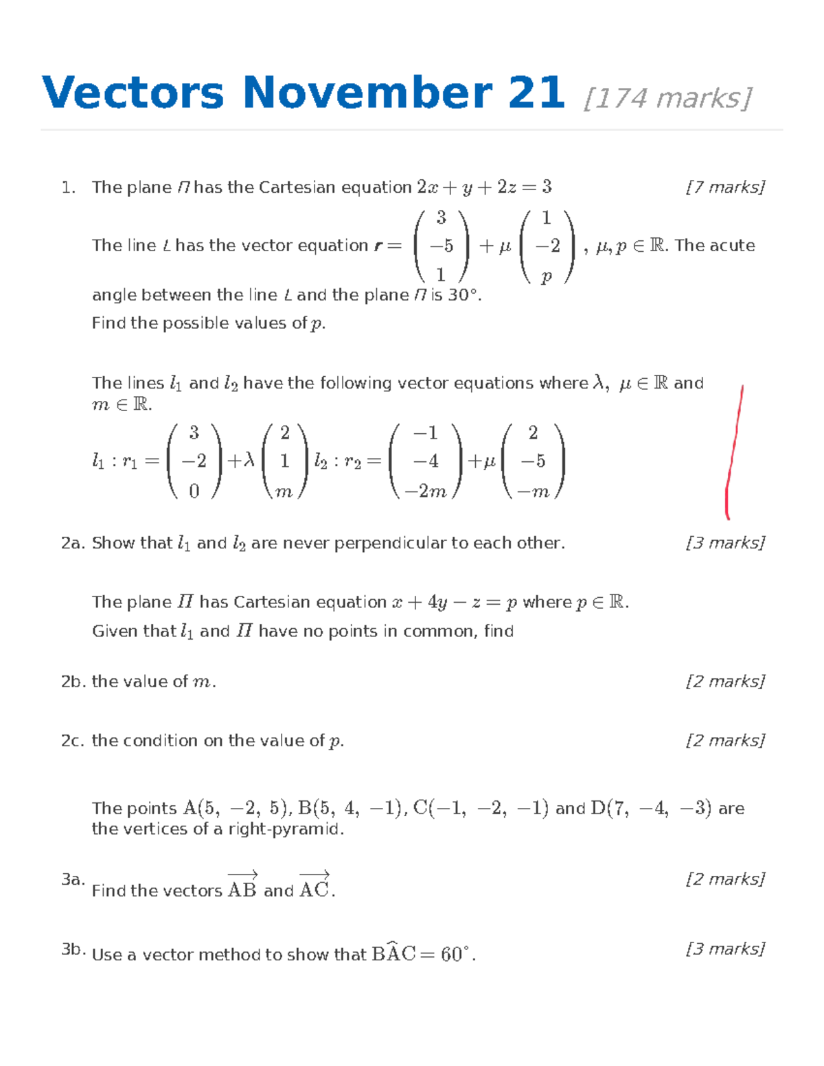 Vectors and Planes: Key Concepts and Problems (Course Code: VEC 101 ...