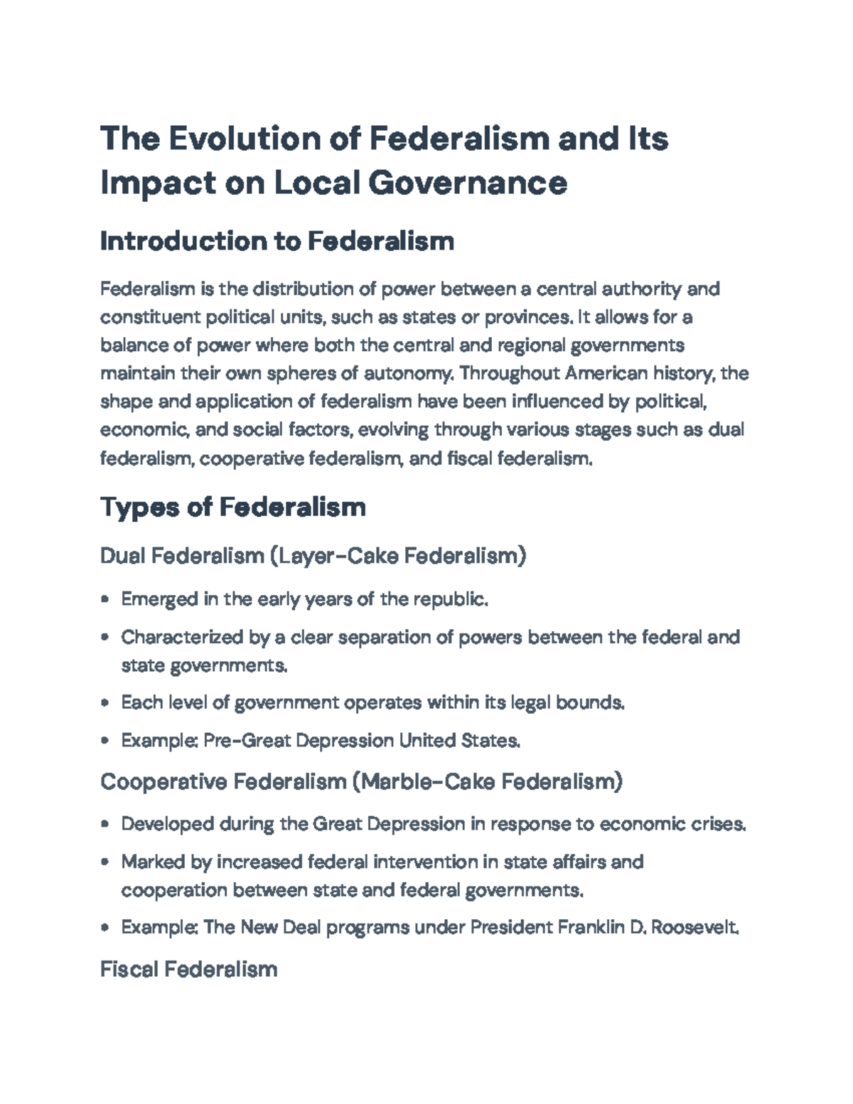 The Evolution of Federalism and Its Impact on Local Governance - The ...