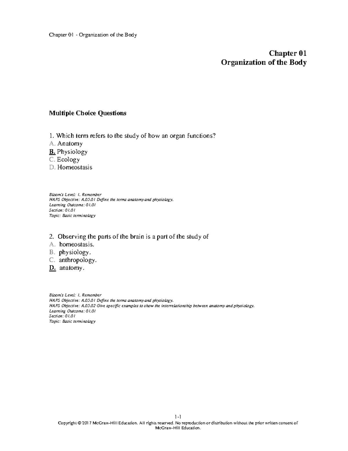 Chap001 - Chapter 1 test - 1- Copyright © 2017 McGraw-Hill Education ...