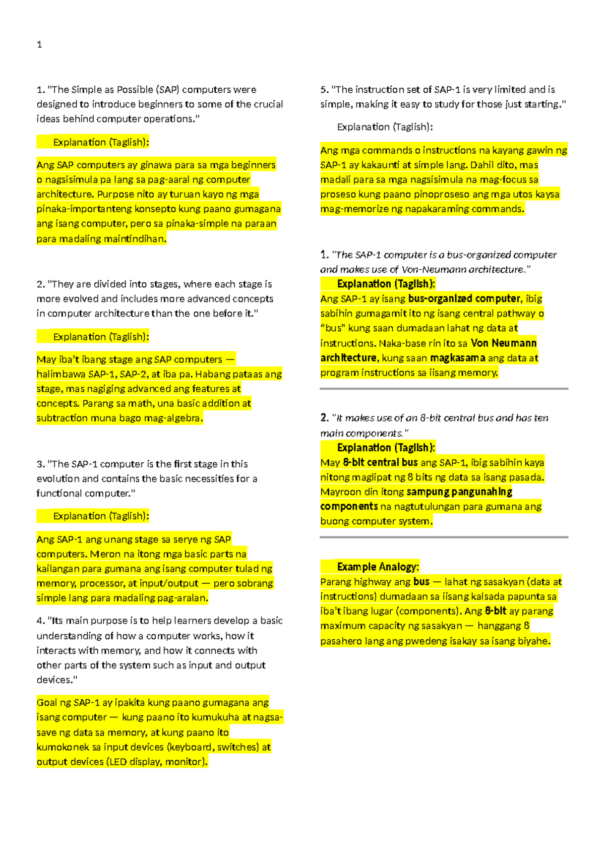 SAP-1 Computer Overview: Basic Concepts and Operations - Studocu