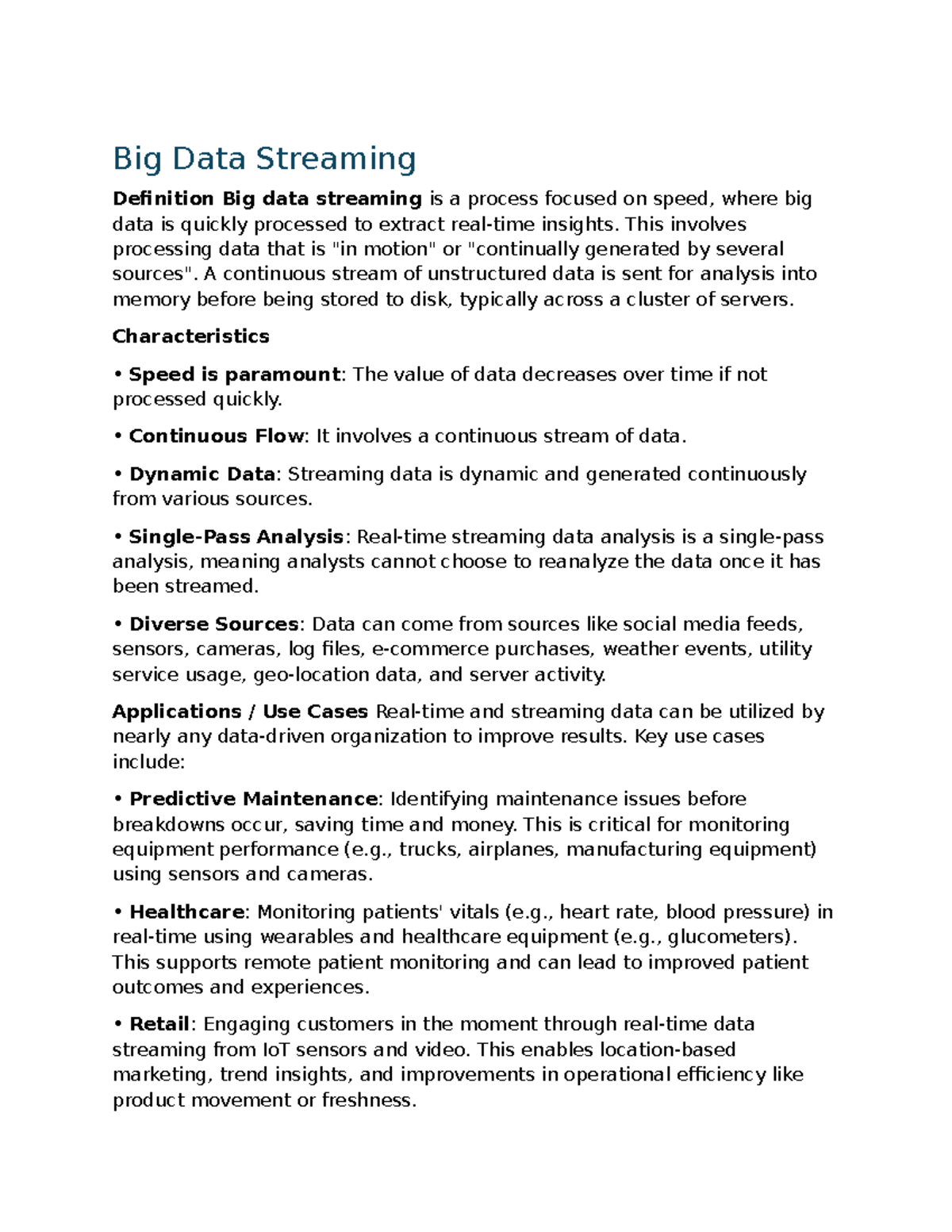 Big Data Streaming Overview: Definition, Applications & Challenges ...
