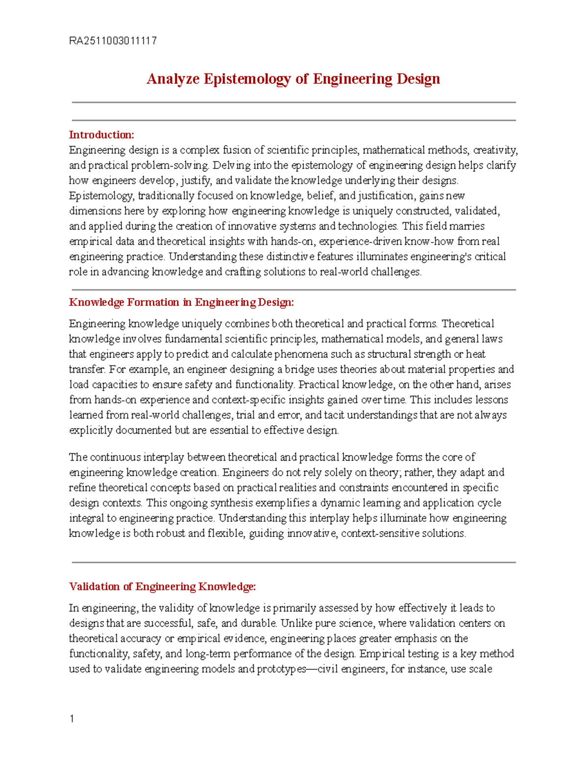 Epistemology in Engineering Design: Knowledge, Validation, and ...