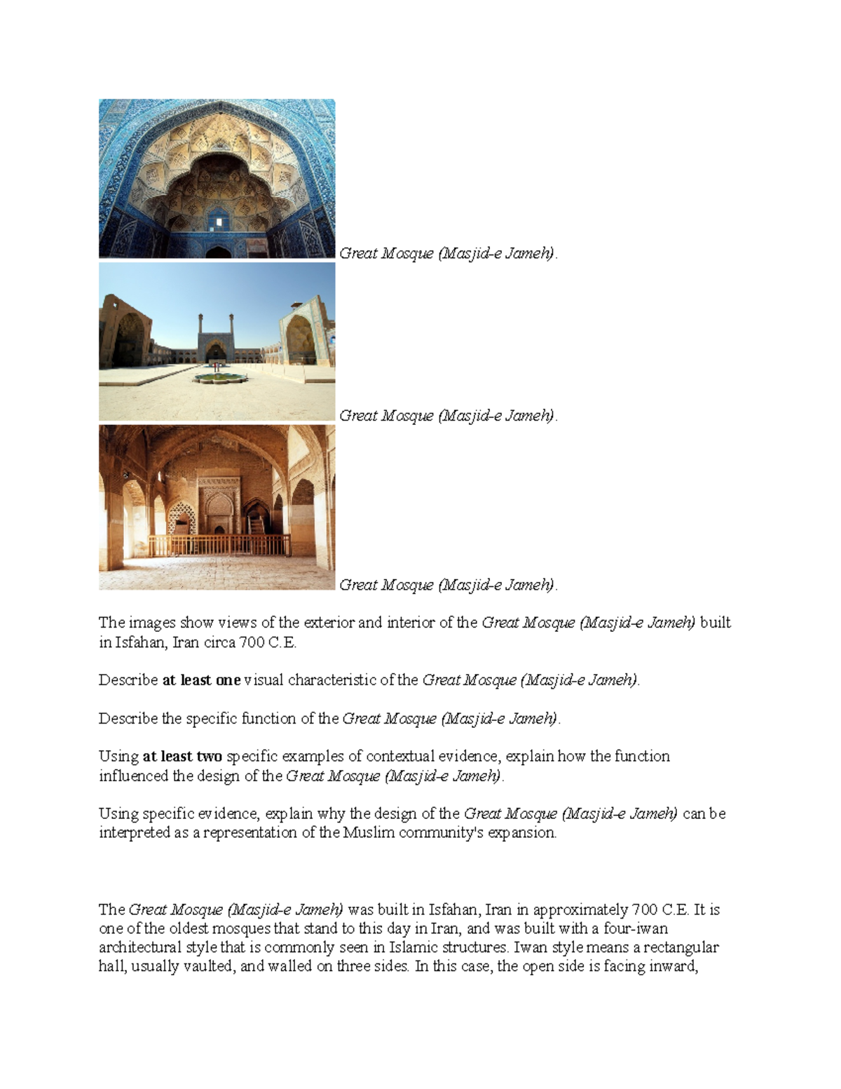 03.01 Great Mosque (Masjid-e Jameh): Architectural Significance ...