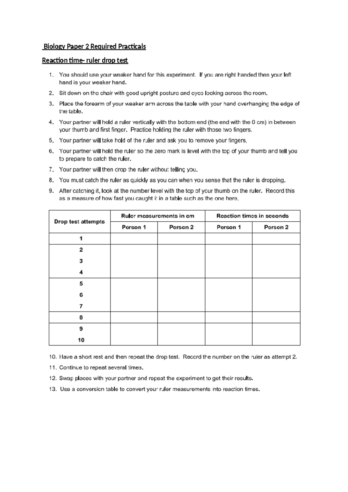 Biology, Chemistry, and Physics Paper 2 Required Practicals Guide - Studocu