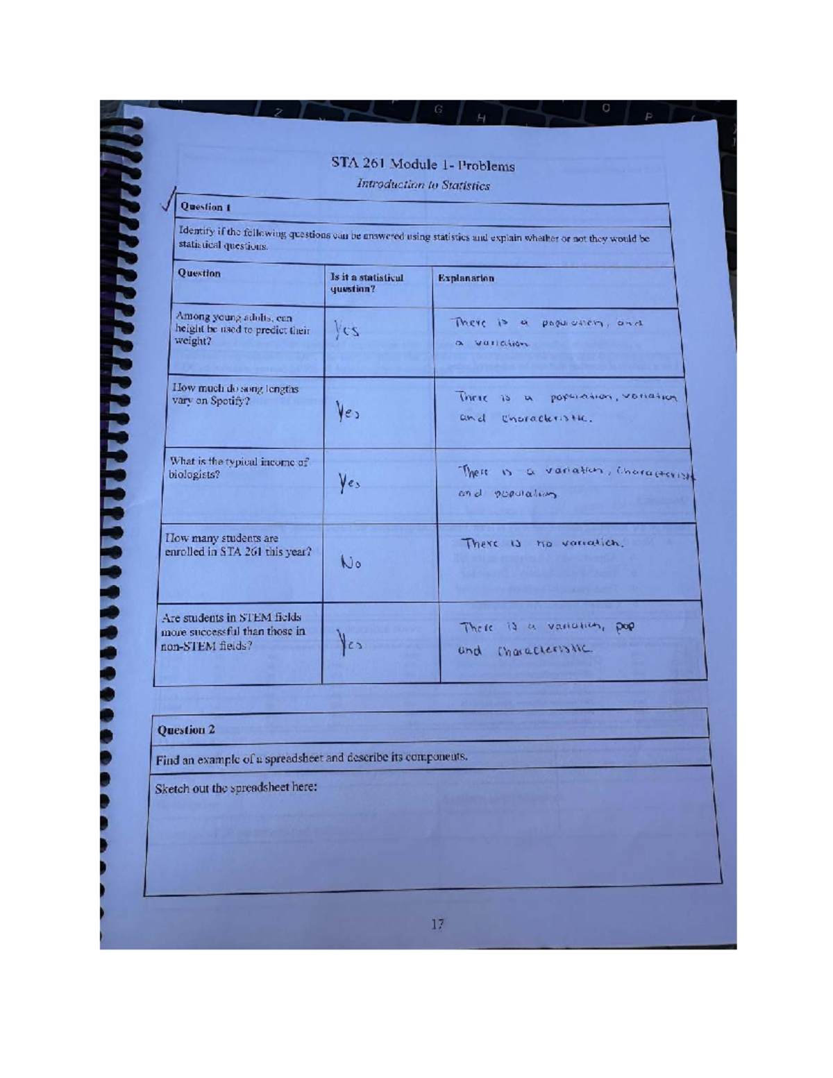 H STA 261 Homework: Statistical Questions and Analysis - Studocu