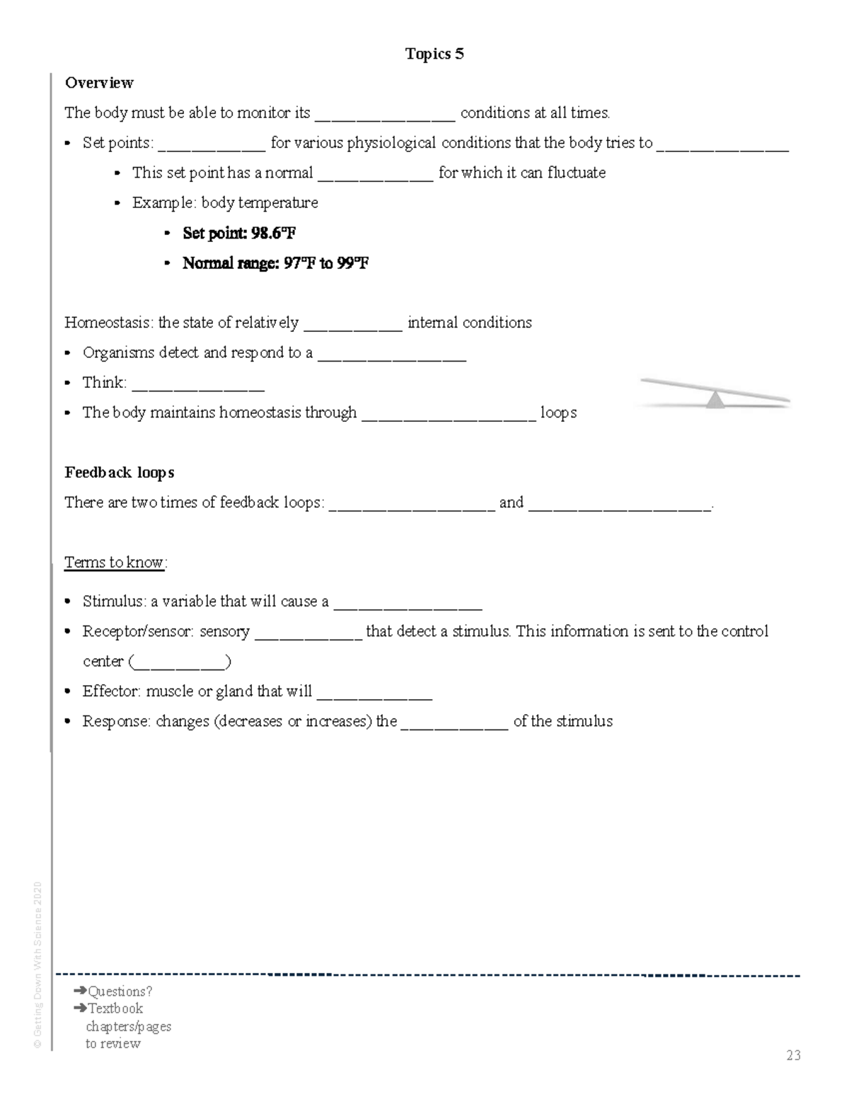 AP Biology Unit 4: Homeostasis & Feedback Mechanisms Workbook - Studocu