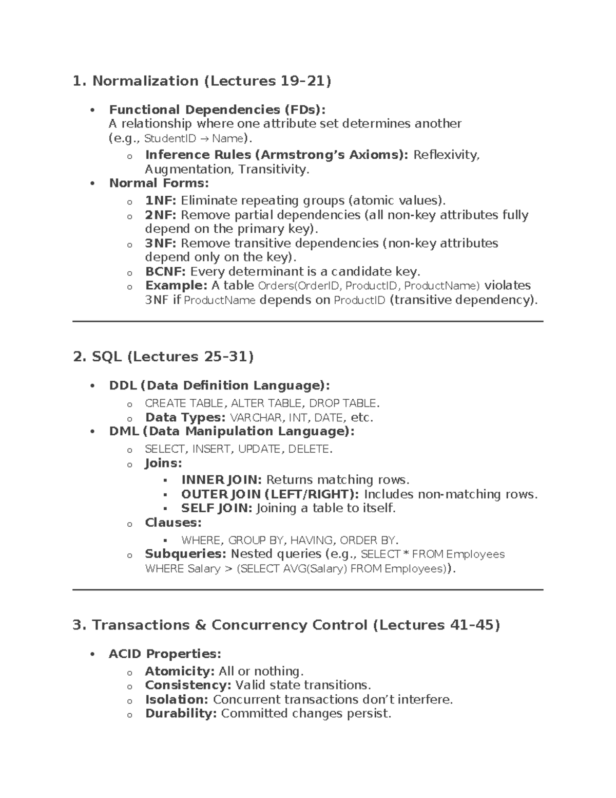 CS403: Key Definitions and Concepts in Database Normalization and SQL ...