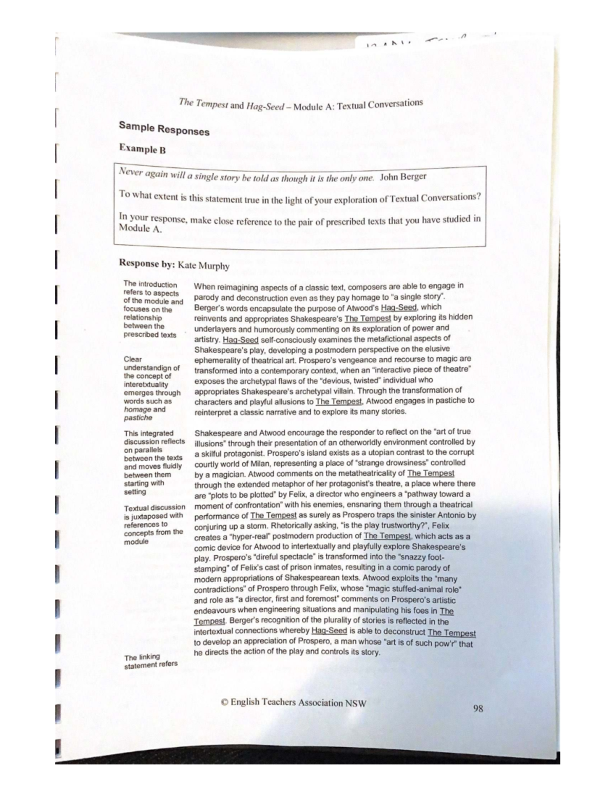 Module A: The Tempest and Textual Conversations Sample Response - Studocu