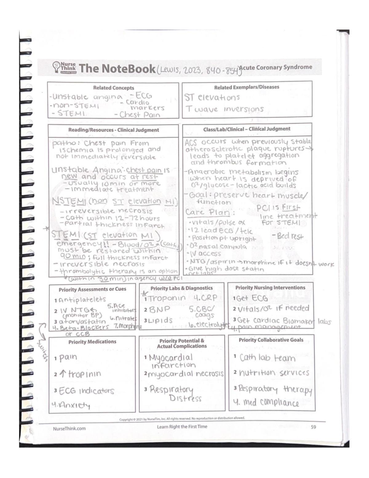 ACS - nursethink notebook page - 8 Nurse Think A Br The NoteBook (Lewis ...