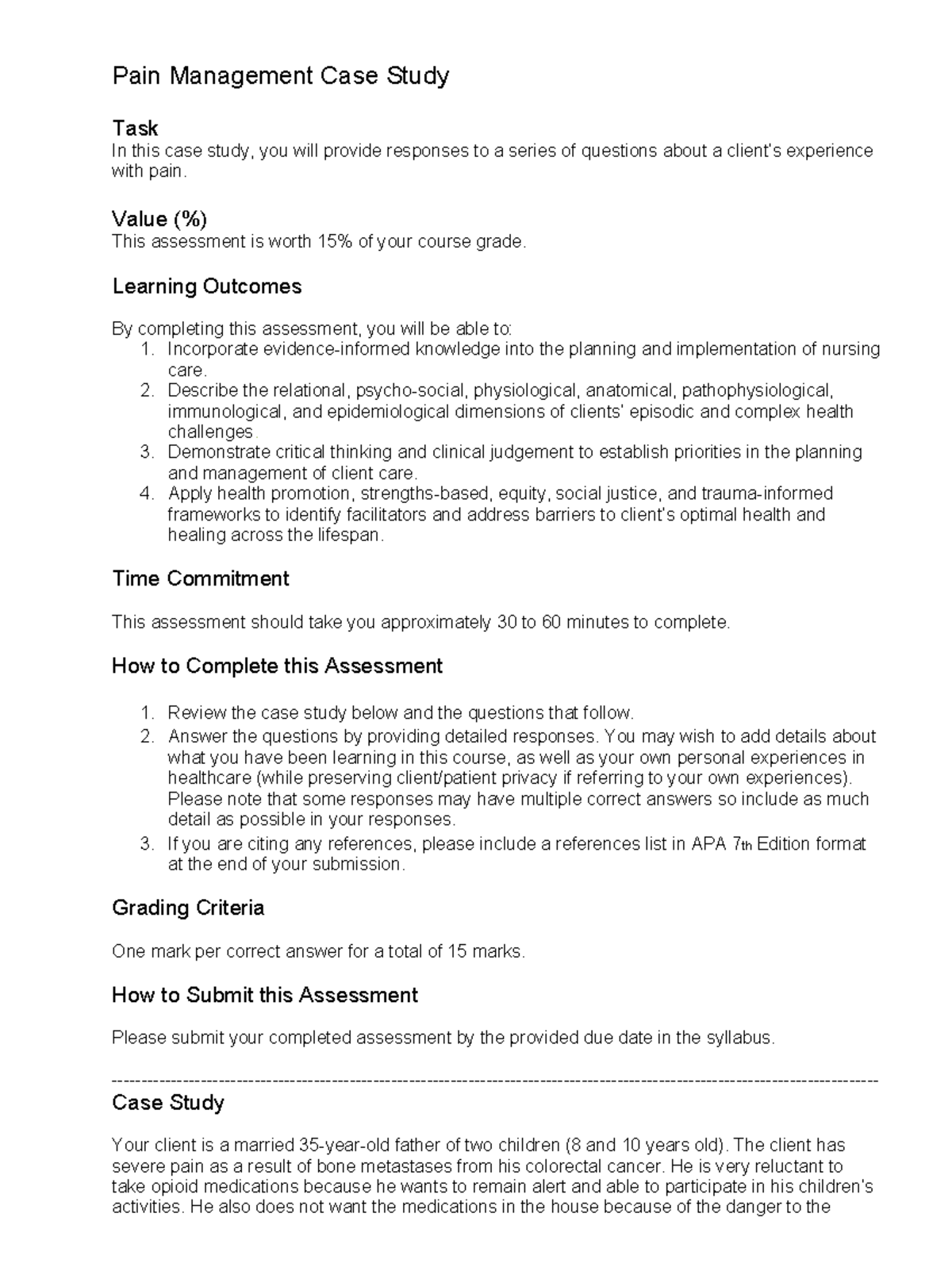 1 - Pain Management Case Study - Pain Management Case Study Task In ...