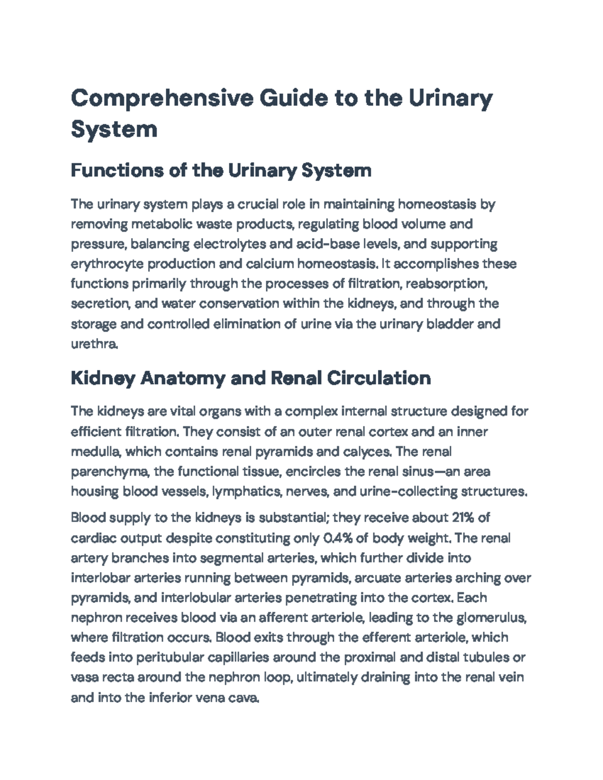 Comprehensive Guide to the Urinary System: Anatomy & Functions - Studocu
