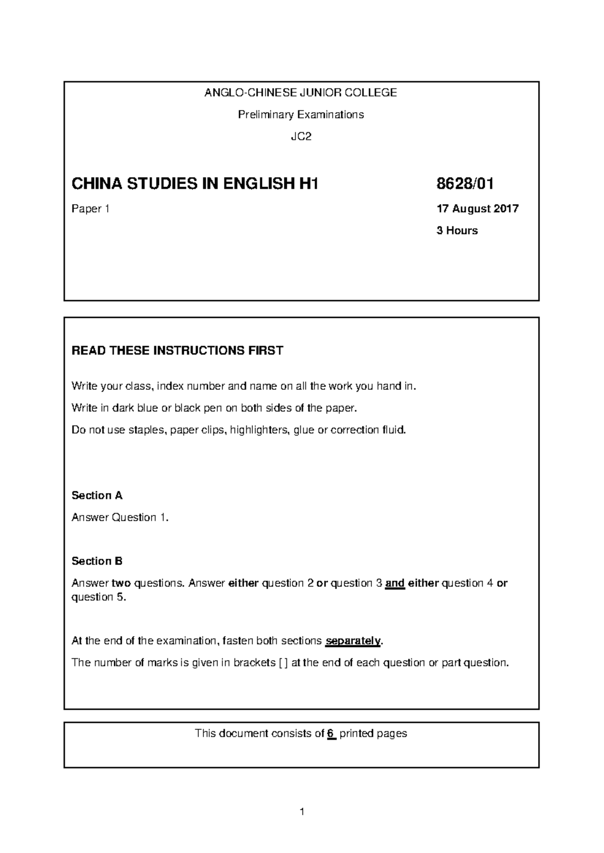 ACJC H1 CSE P1 2 - Case Study on NGO Management in China - Studocu
