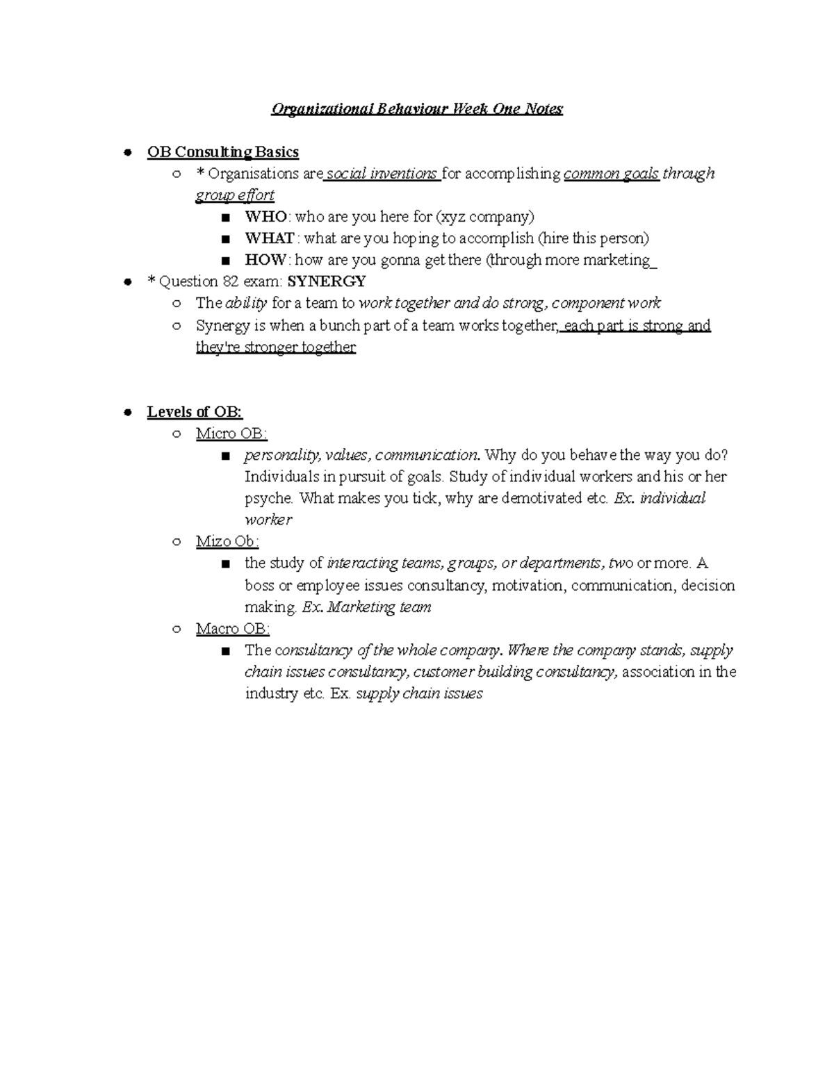 1BA3 Organizational Behaviour Week 1 Notes: Key Concepts & Insights ...