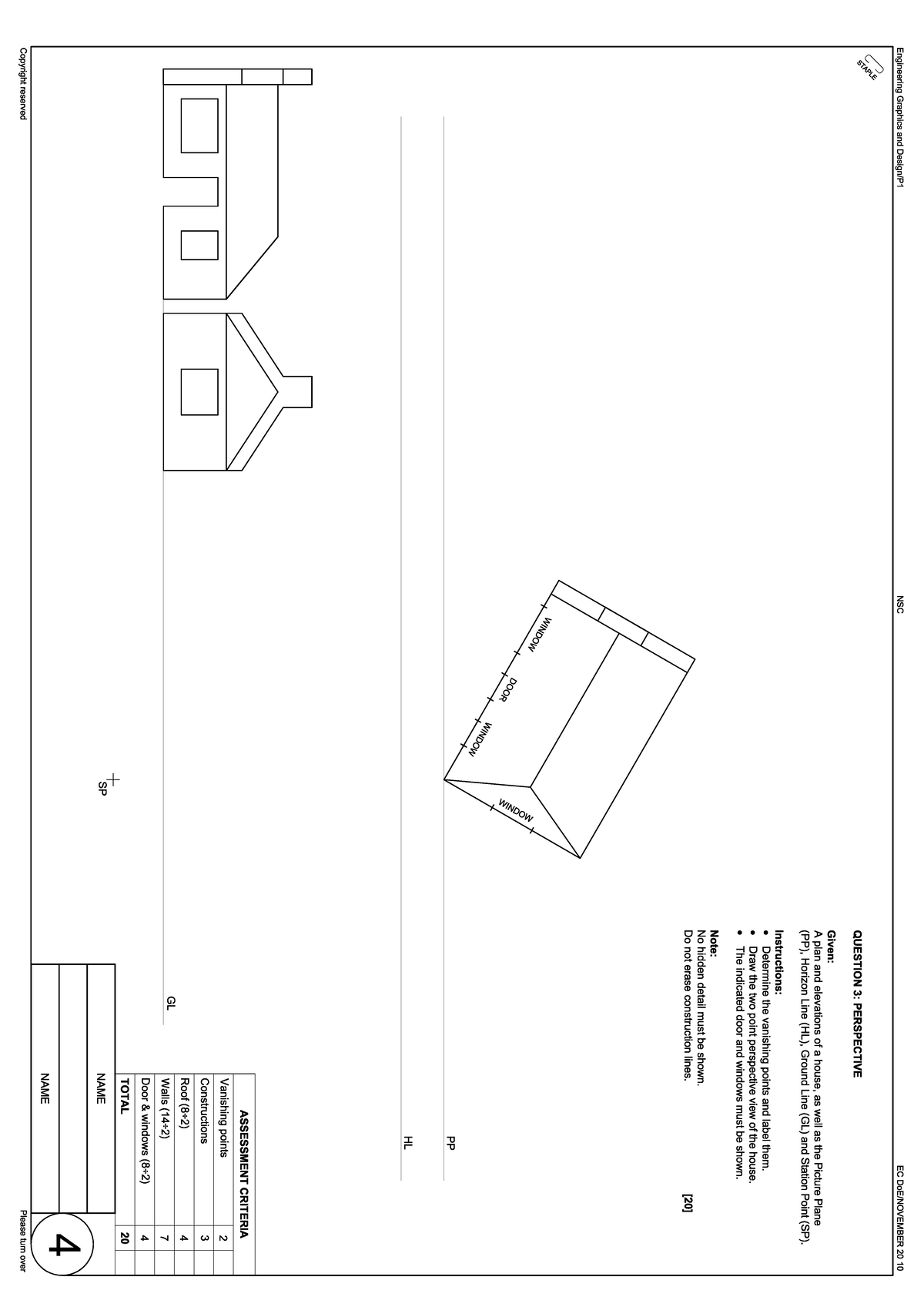 Engineering Graphics NSC EC 20 10: Q3 - Two Point Perspective Drawing - Studocu