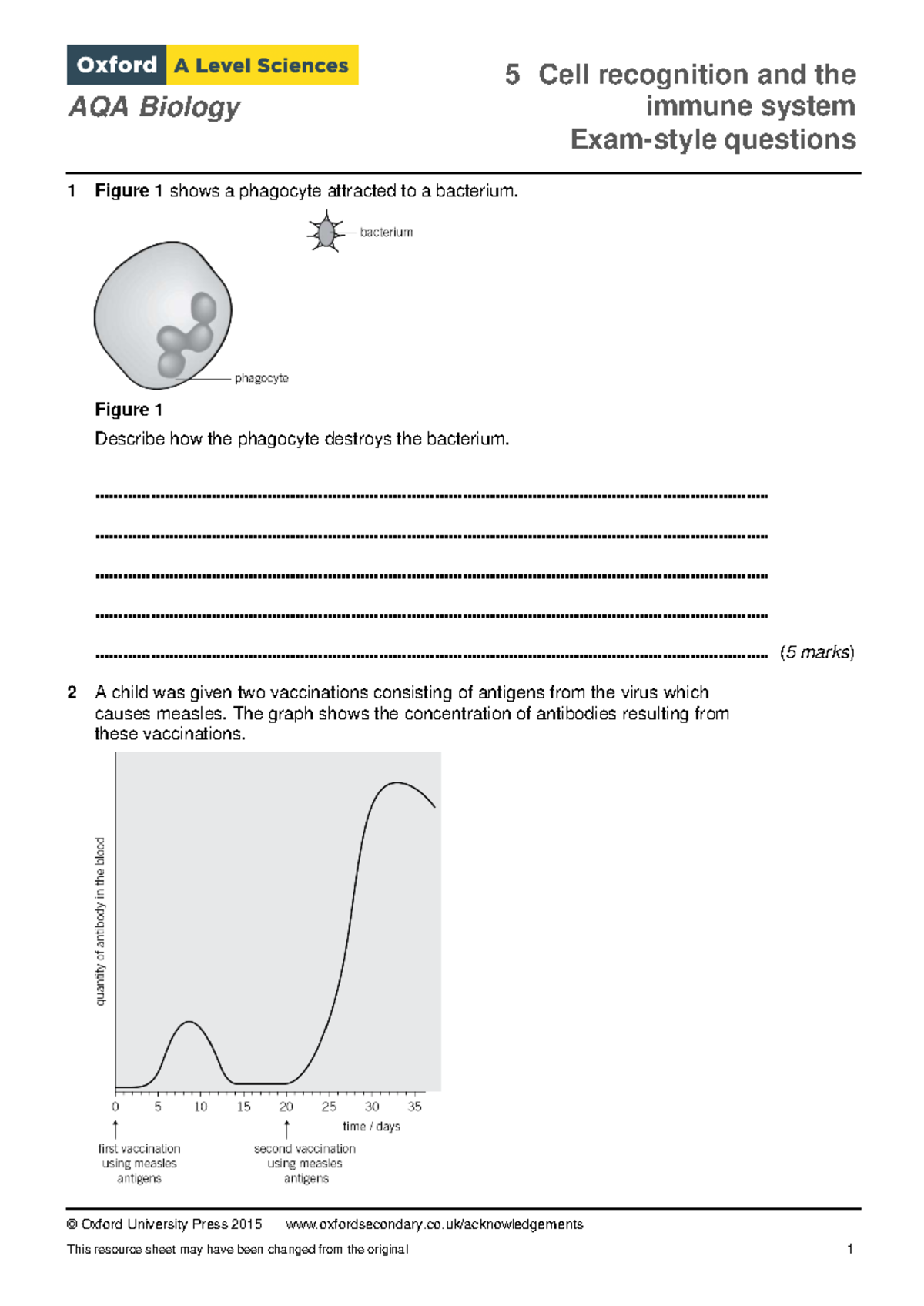 AQA Biology Topic 5: Cell Recognition & Immune System Test Questions ...