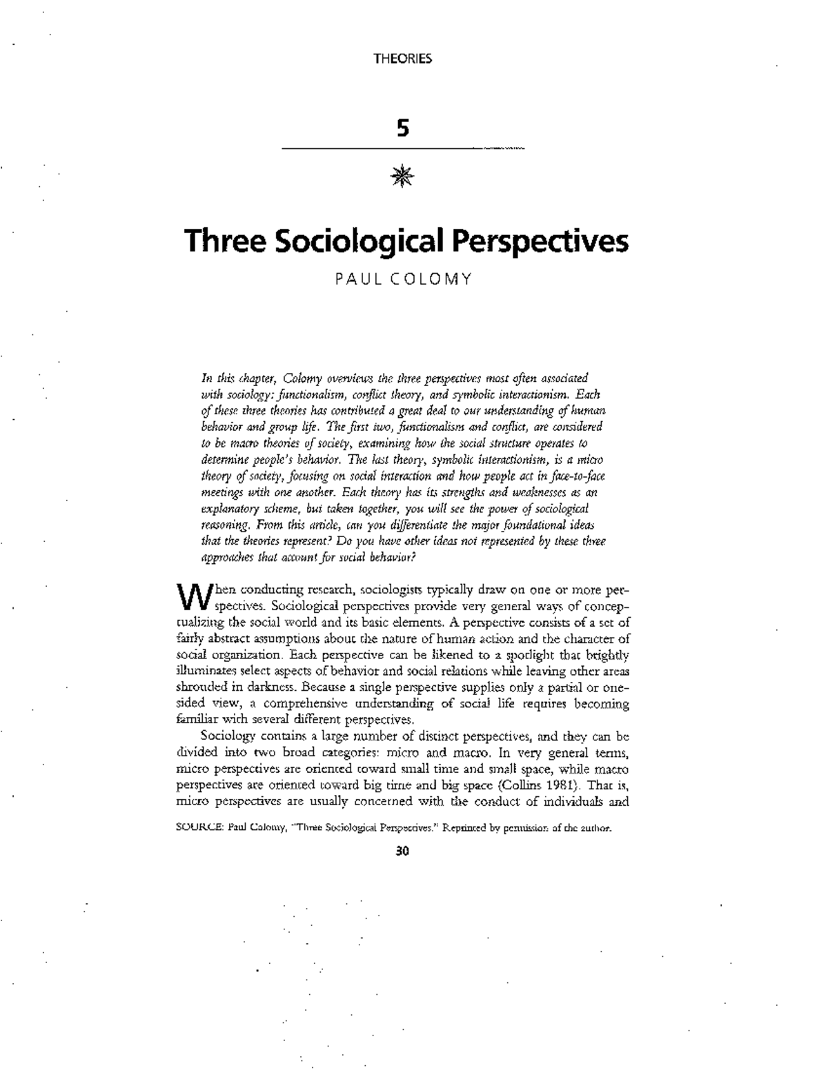 Final Exam Review Notes: Three Sociological Perspectives in ABC123 ...