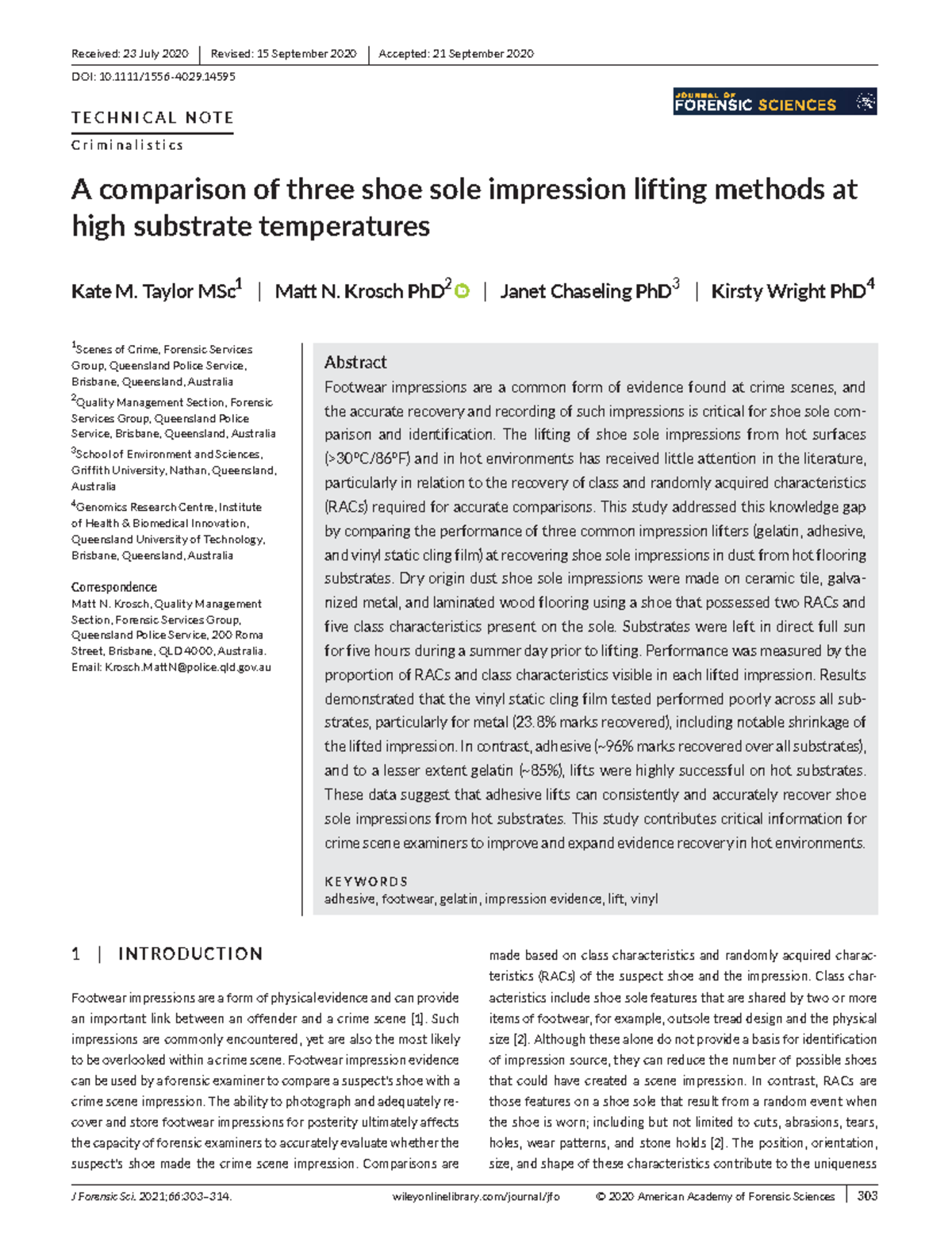 A Comparative Study of Shoe Sole Impression Lifting Methods at High ...