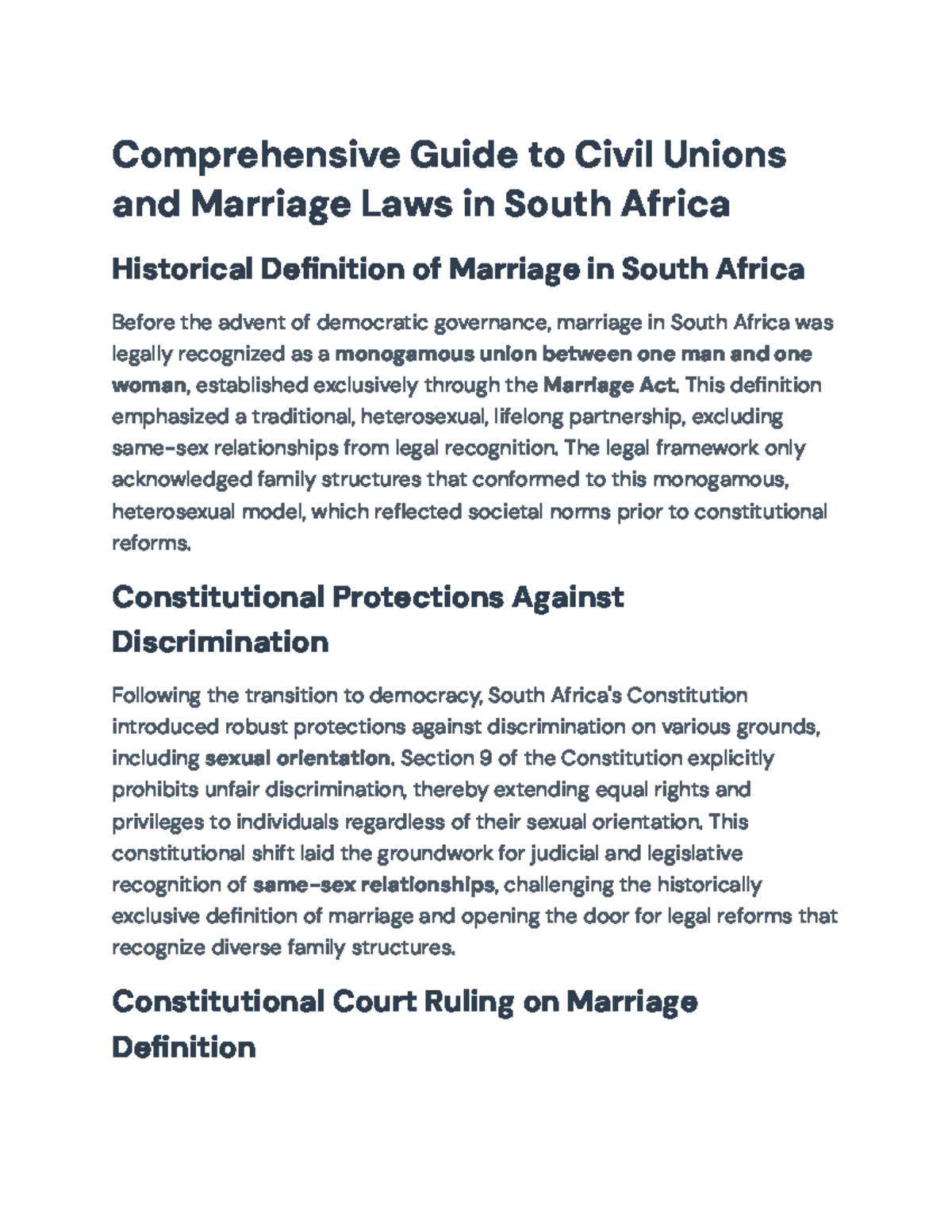 Comprehensive Overview of the Civil Union Act (CUA) in South Africa ...