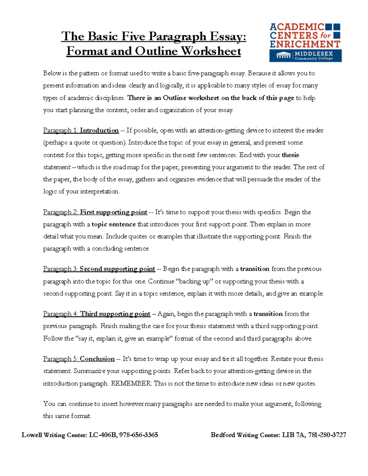 5 Paragraph Essay Outline Template