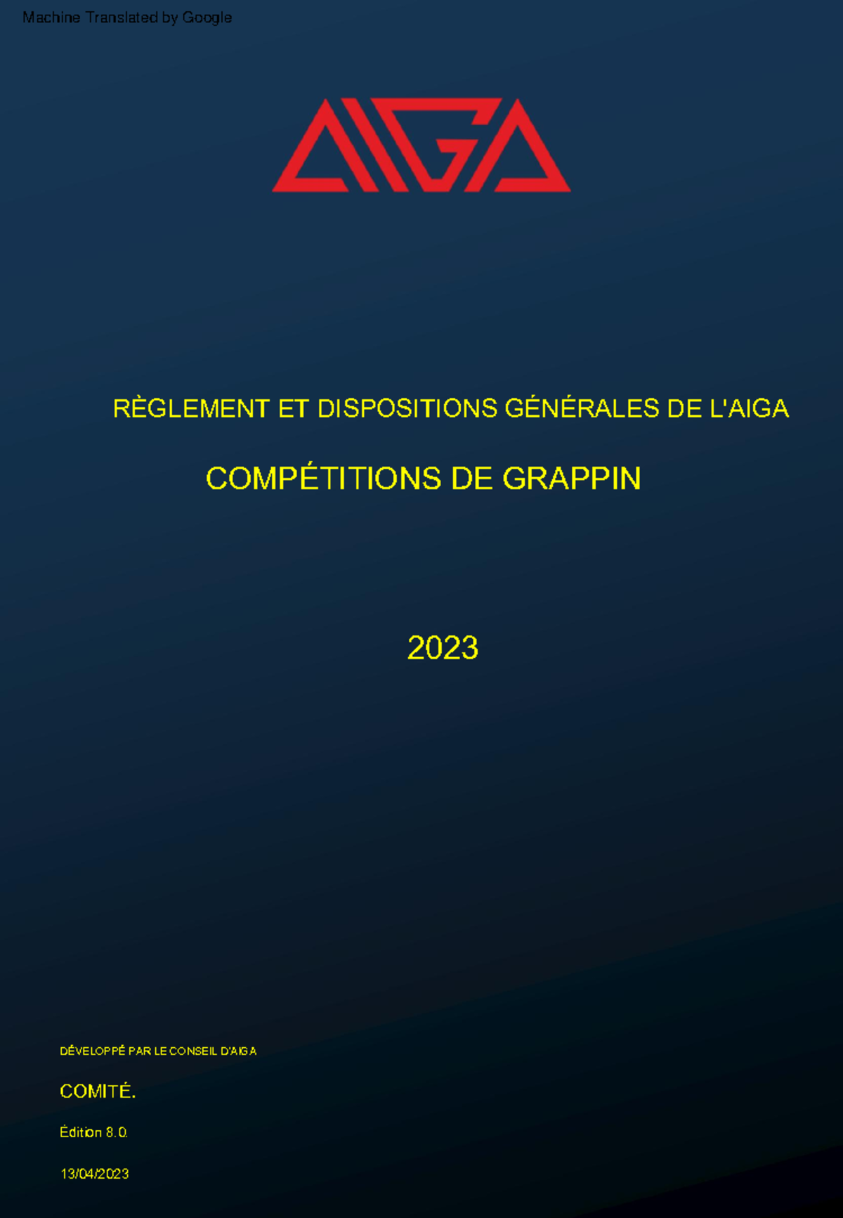 Règlement Général des Compétitions de Grappling AIGA 2023 - Studocu