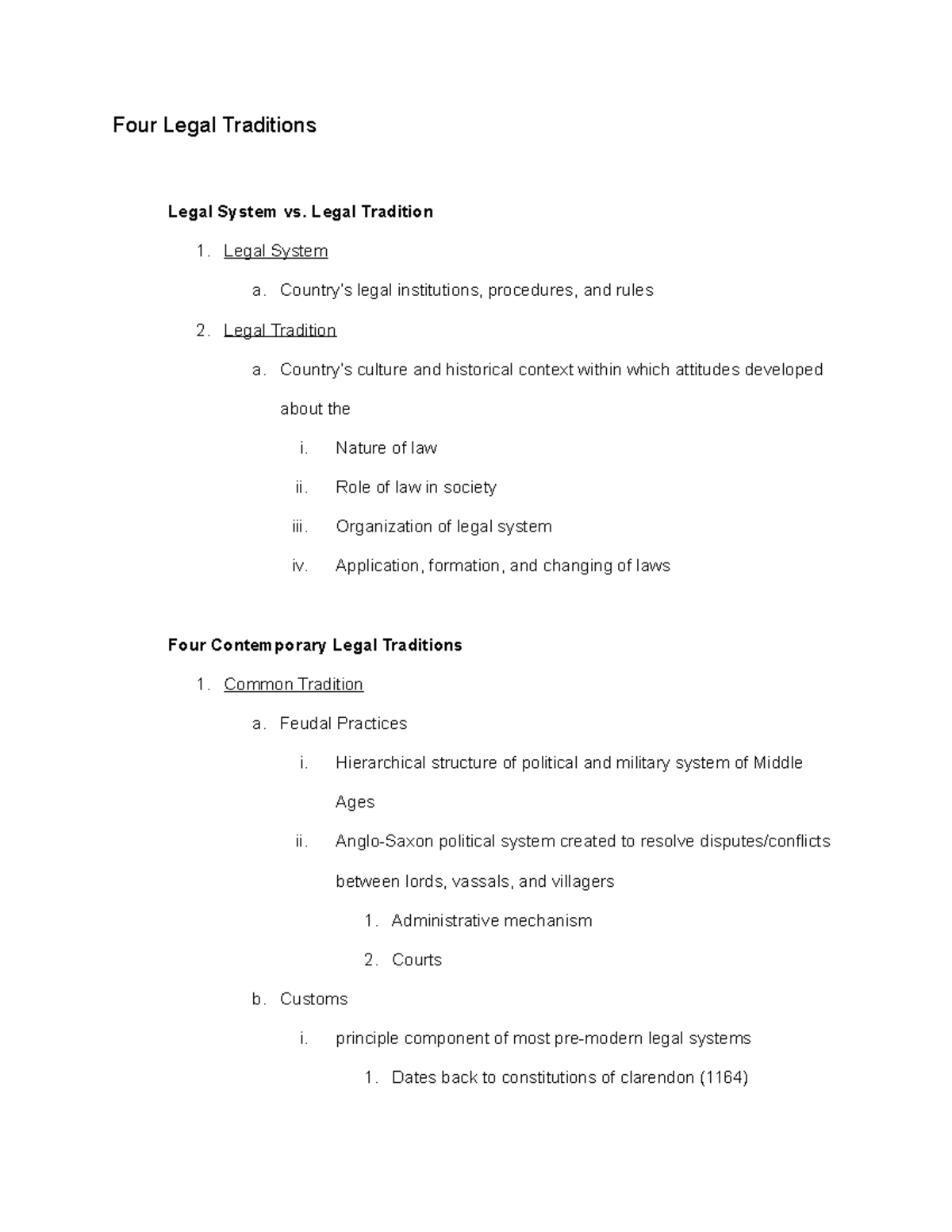 CCJS Lesson 4 - Four Legal Traditions Overview and Analysis - Studocu