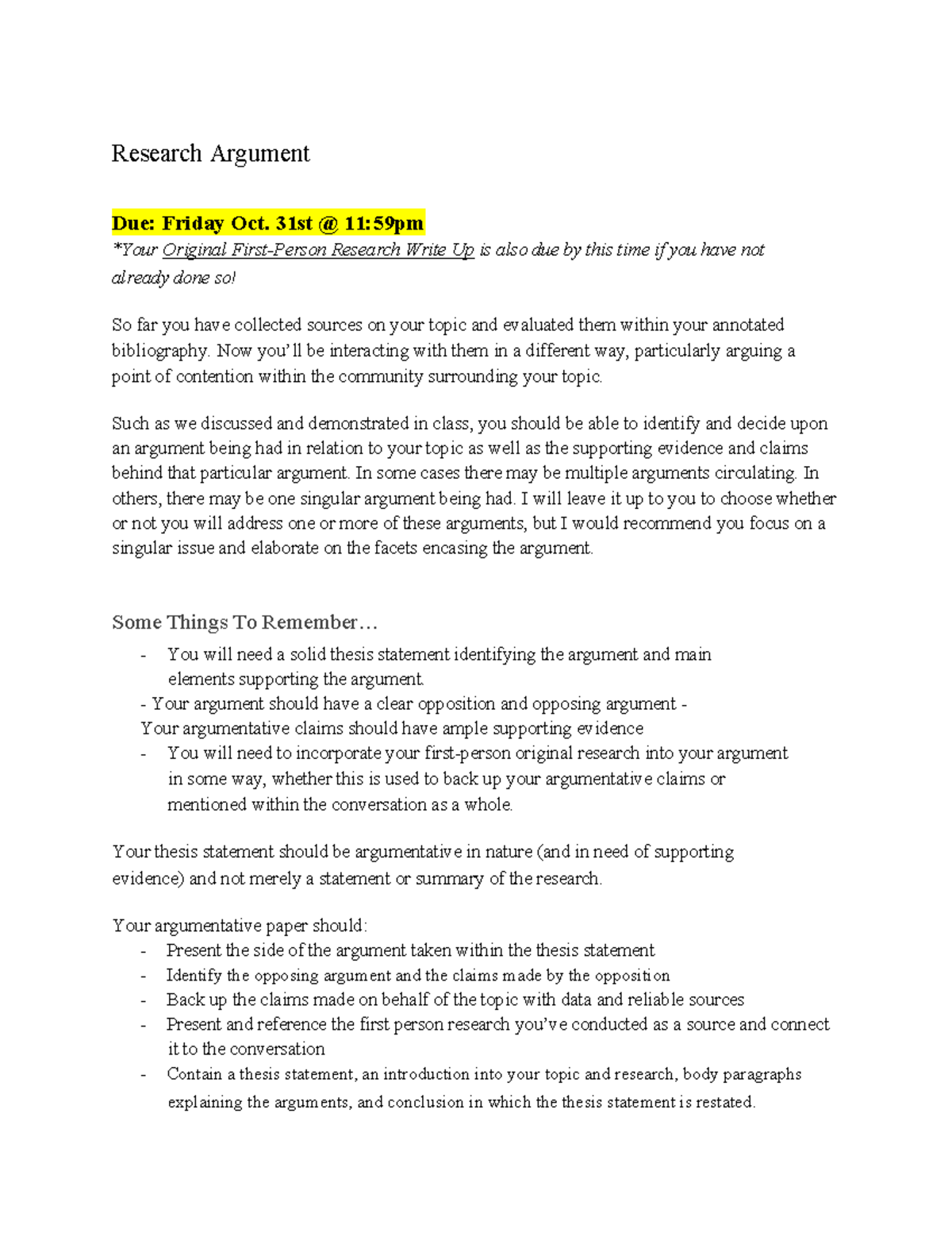 ENGL 102 Research Argument Guidelines and Requirements - Studocu