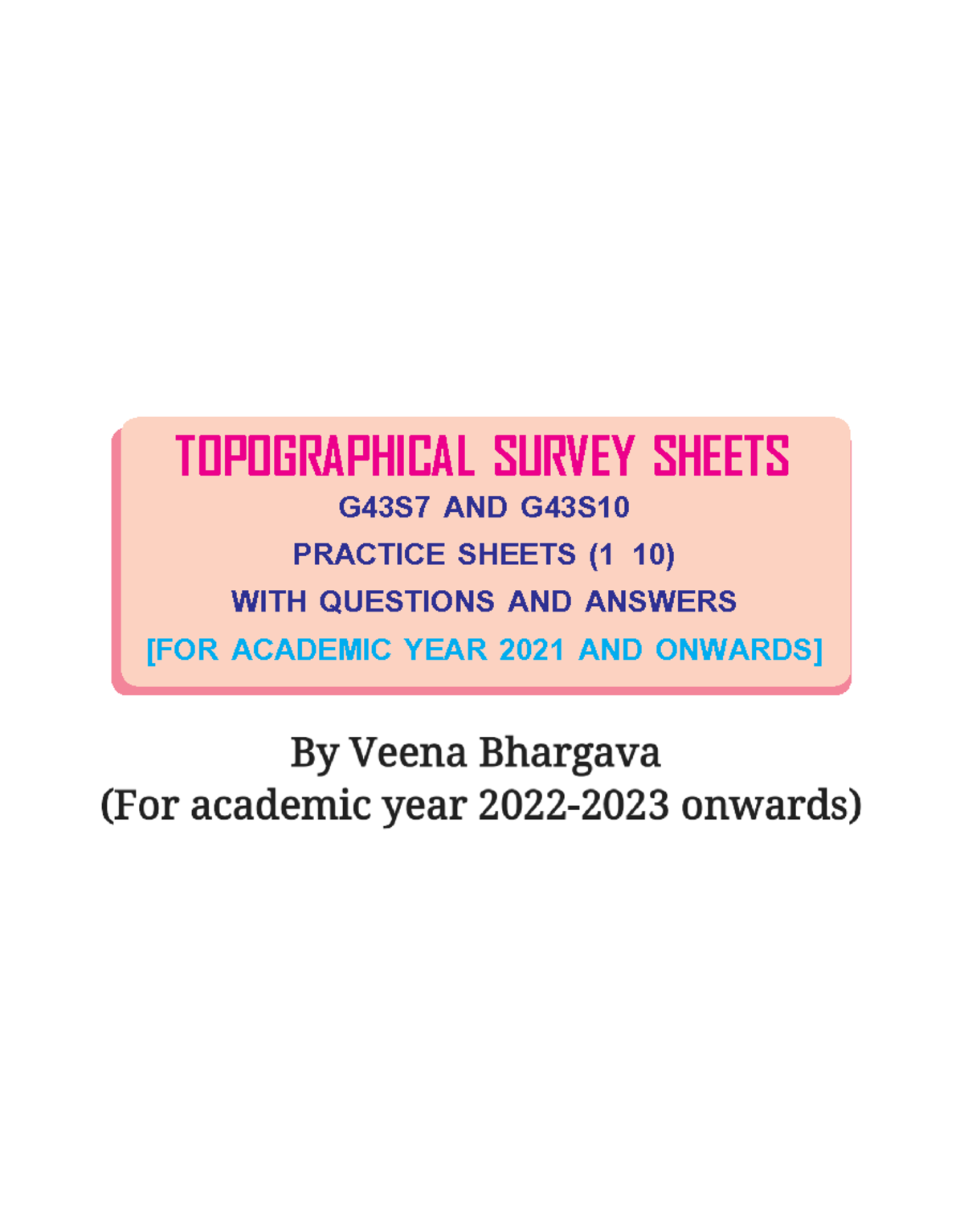 Topographical Survey Practice Sheets G43S7 & G43S10 with Q&A - Studocu