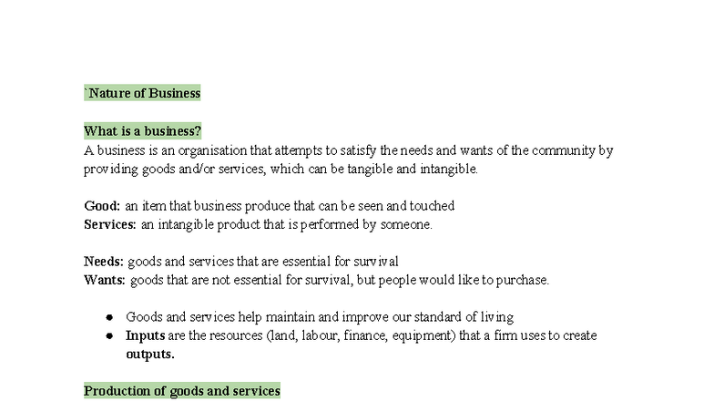 Business Studies Notes: Understanding Business Concepts and Structures ...