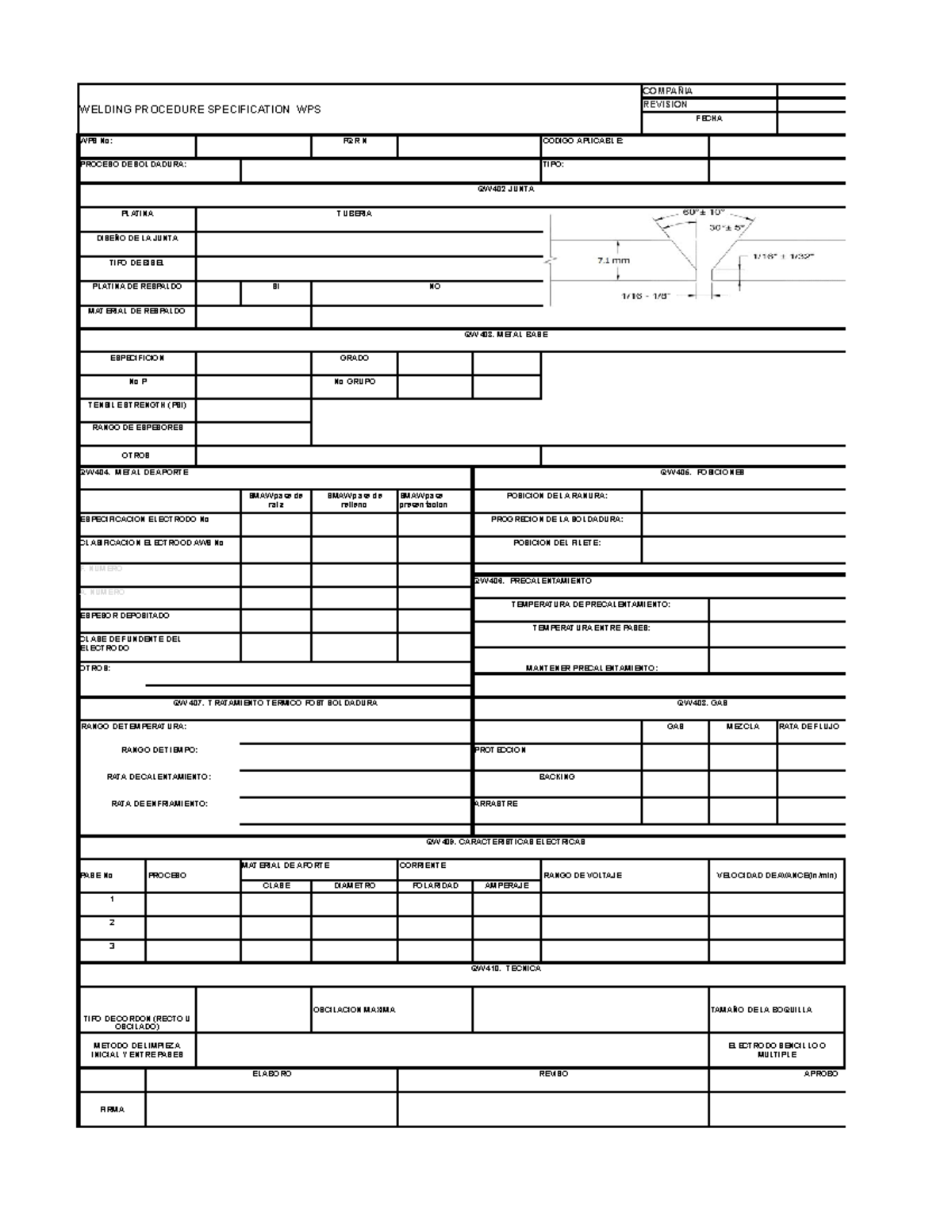 WPS QW 402: Diseño y Especificaciones de Soldadura Final - Studocu