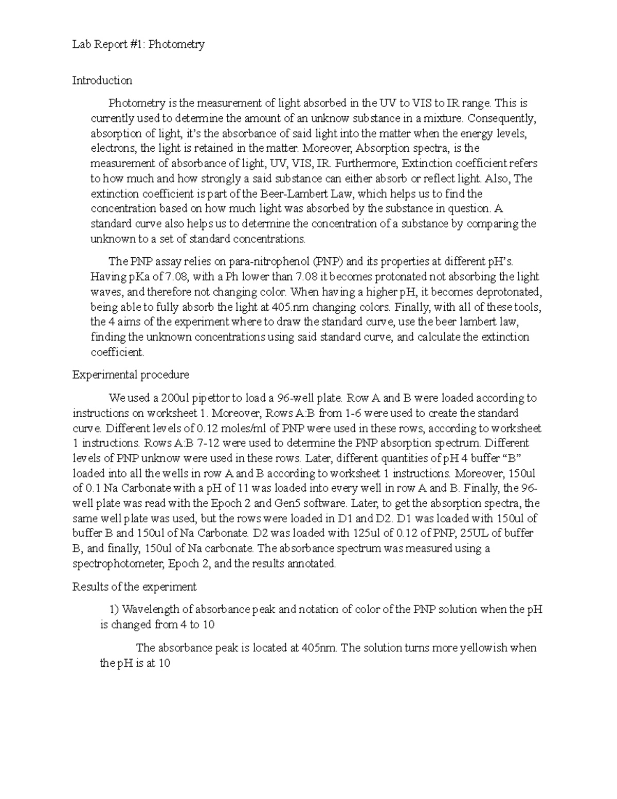 Lab Report 1 - Introduction Photometry is the measurement of light ...