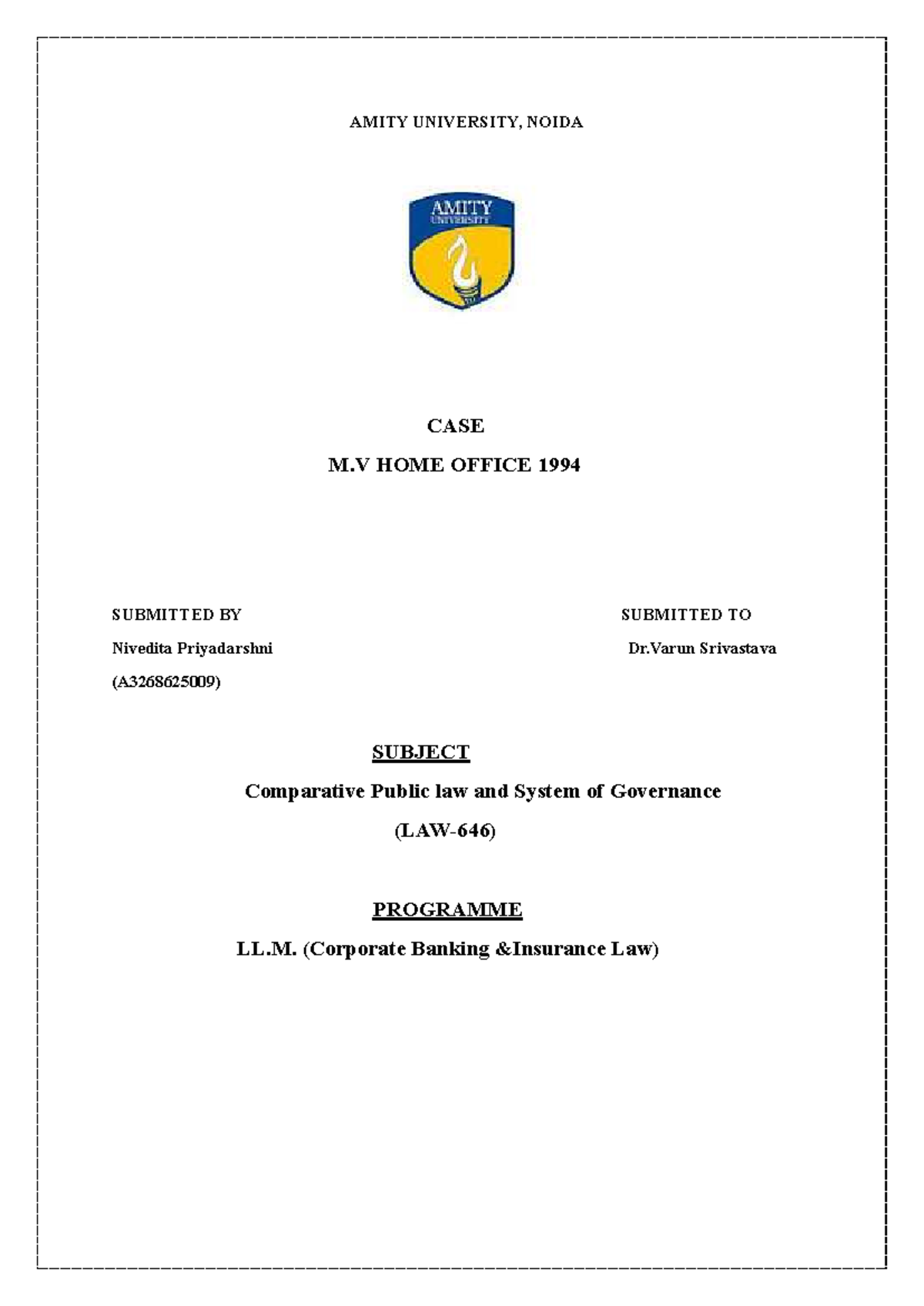 M.V. Home Office 1994: A Landmark Case in Comparative Public Law - Studocu