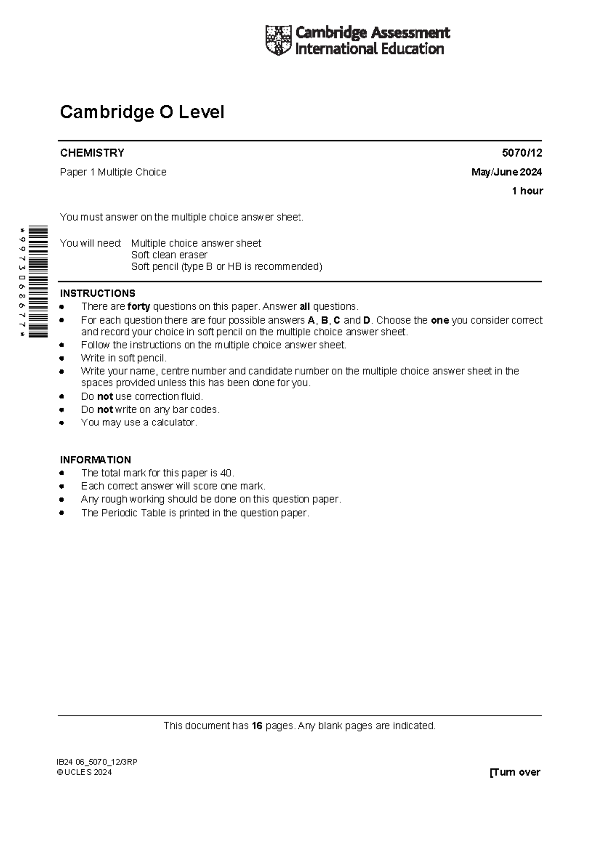 5070 s24 qp 12 - Paper to practice o level chemistry - This document ...