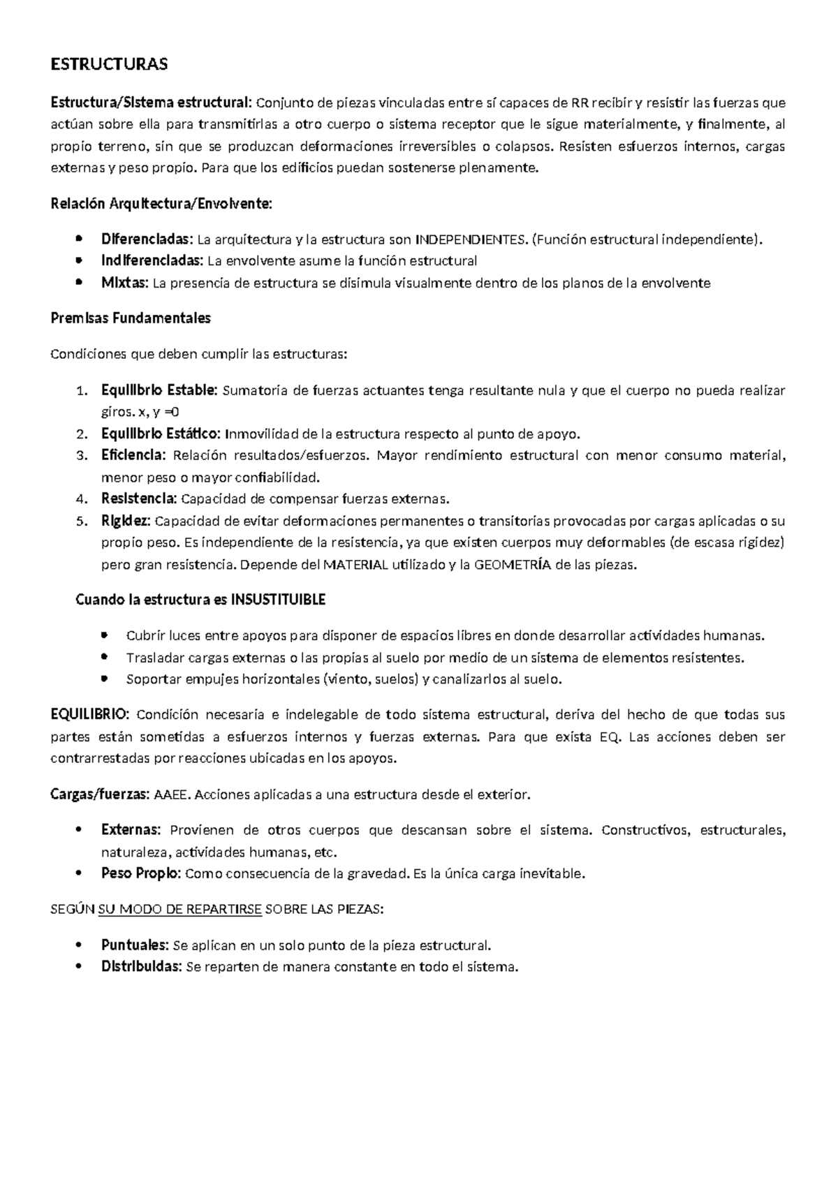 Estructuras - Resumen de la Materia (Curso ESTRUCTURAS) - Studocu