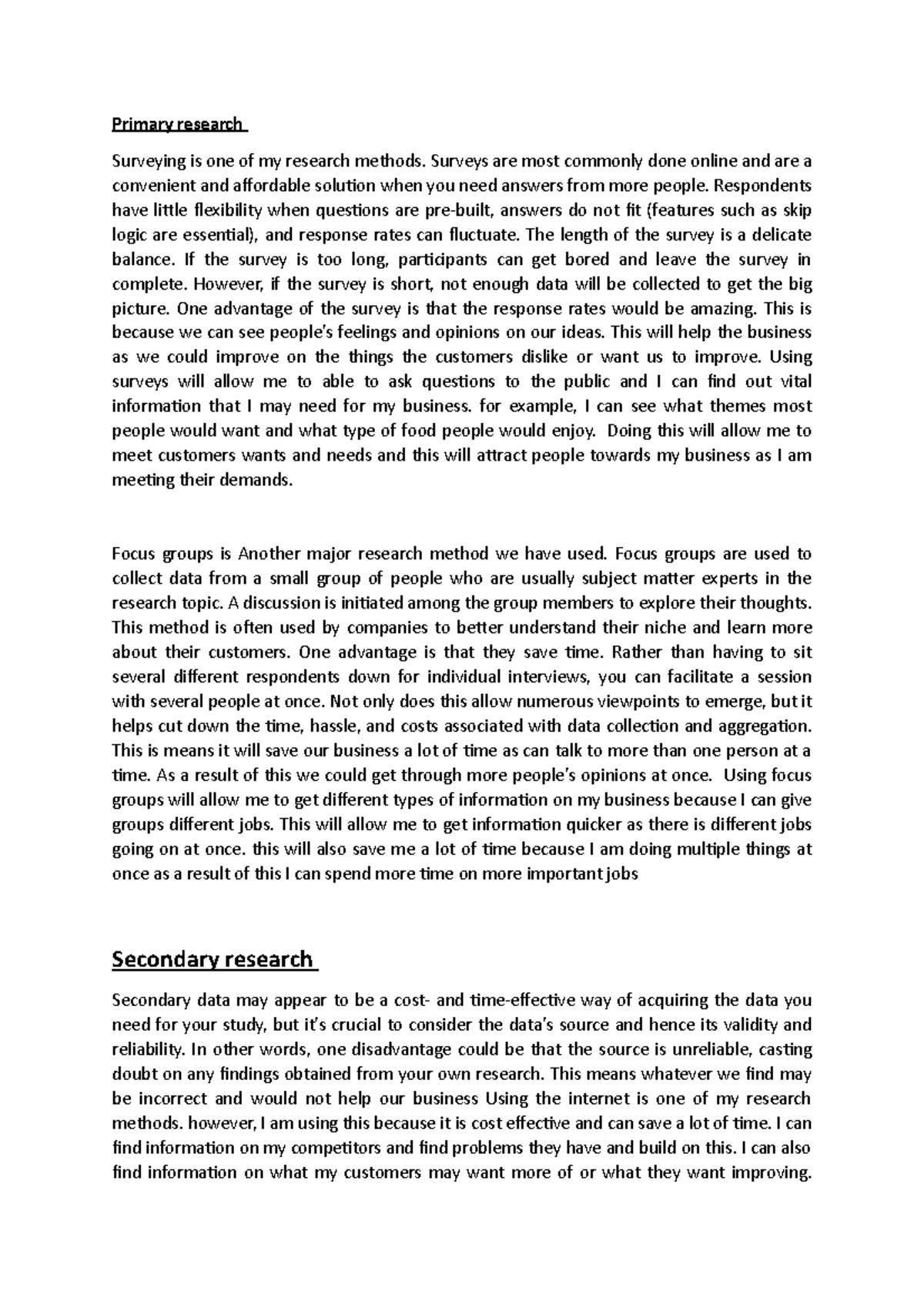 Primary Research Methods: Surveys and Focus Groups Explained - Studocu
