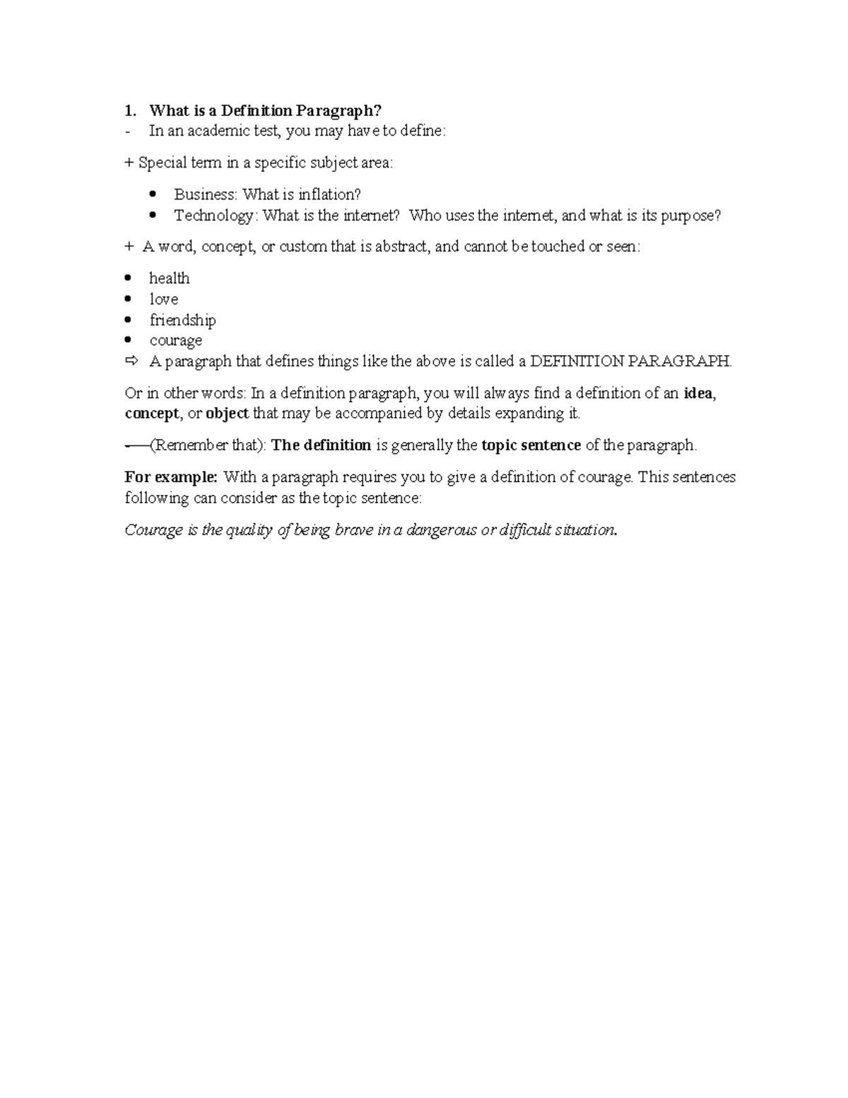 ENG101: Understanding the Definition Paragraph Structure - Studocu