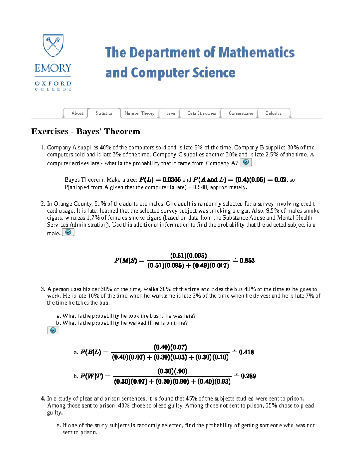 Exercises on Bayes' Theorem - Probability Applications in Statistics - Studocu