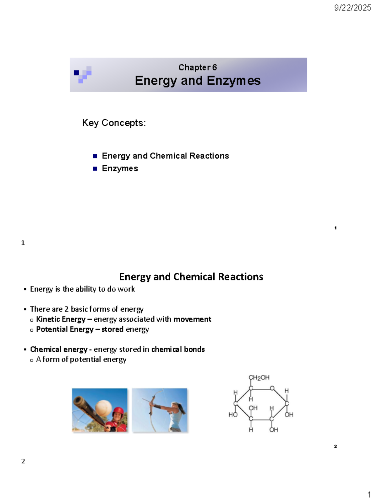 Chapter 6: Energy and Enzymes - Key Concepts & Reactions Overview - Studocu