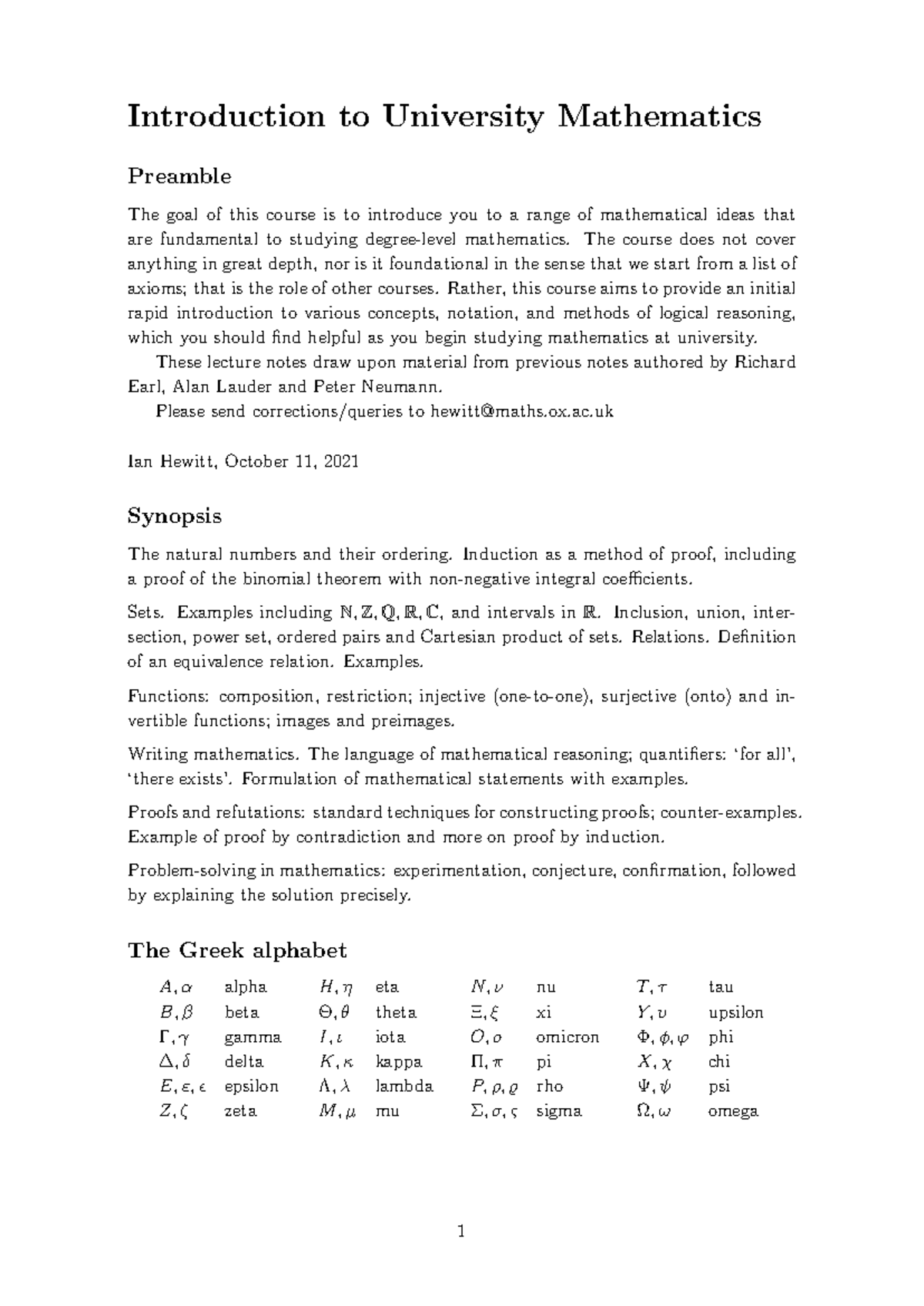 Introduction to University Mathematics: Lecture Notes (MATH101) - Studocu