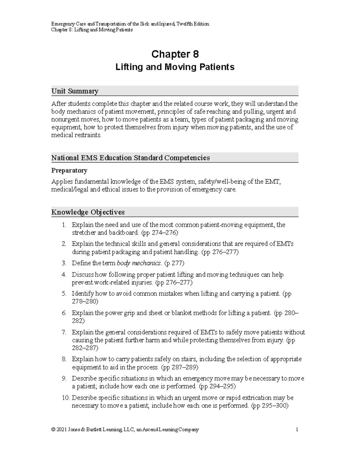 EMT 101: Chapter 8 - Lifting & Moving Patients Techniques - Studocu