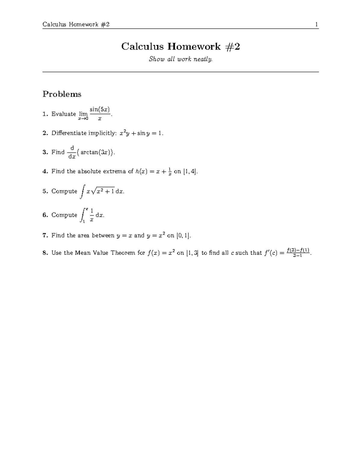 Calculus Homework 1: Key Problems and Solutions - Studocu