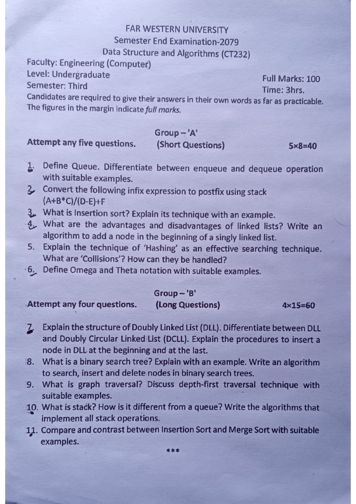 DSA III Final Exam Notes (CT232) - Data Structures & Algorithms - Studocu